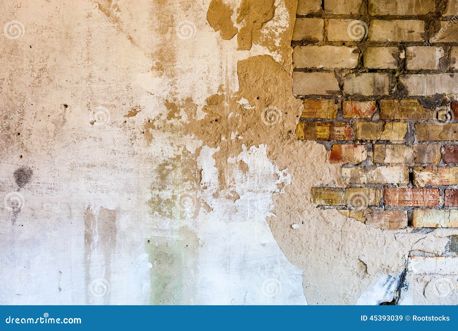 Old Brick Wall with the Damaged Plaster Stock Image - Image of ...