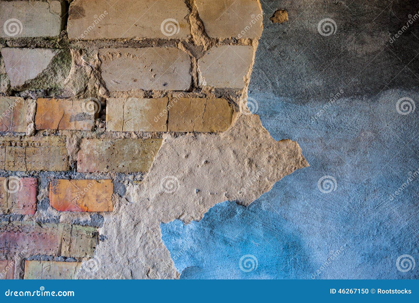 Old Brick Wall with the Damaged Plaster Stock Photo - Image of ...