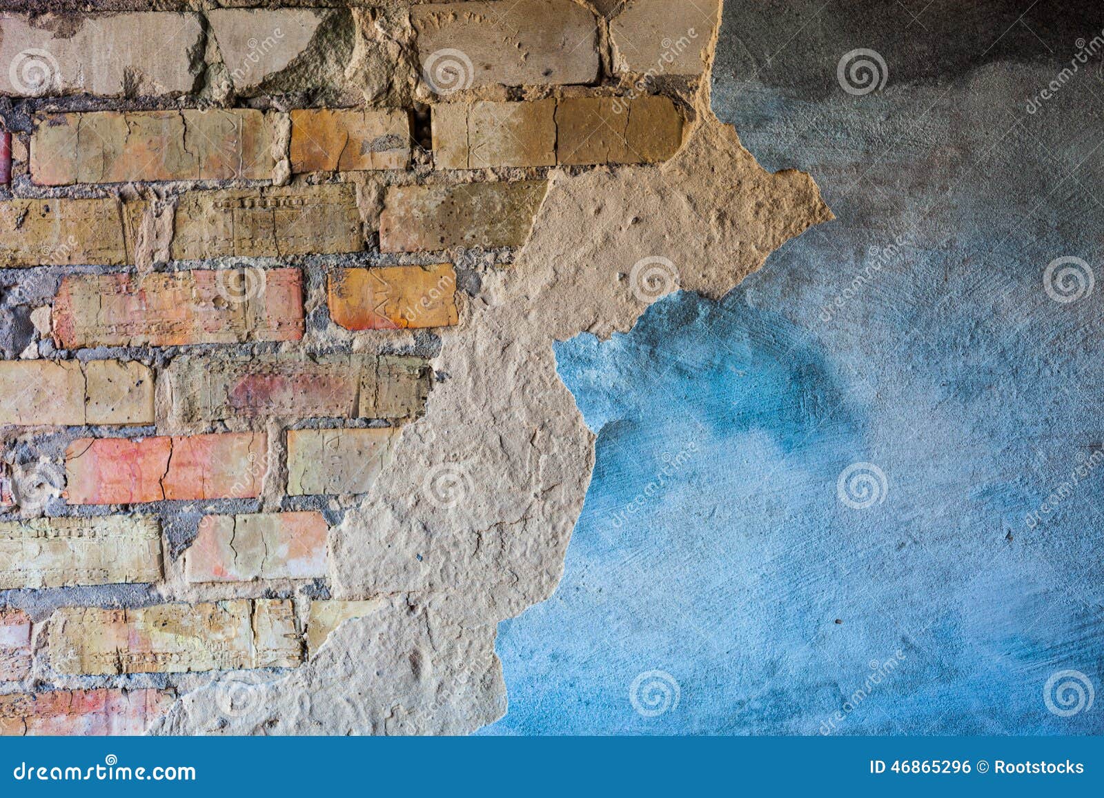 Old Brick Wall with the Damaged Plaster Stock Photo - Image of ...