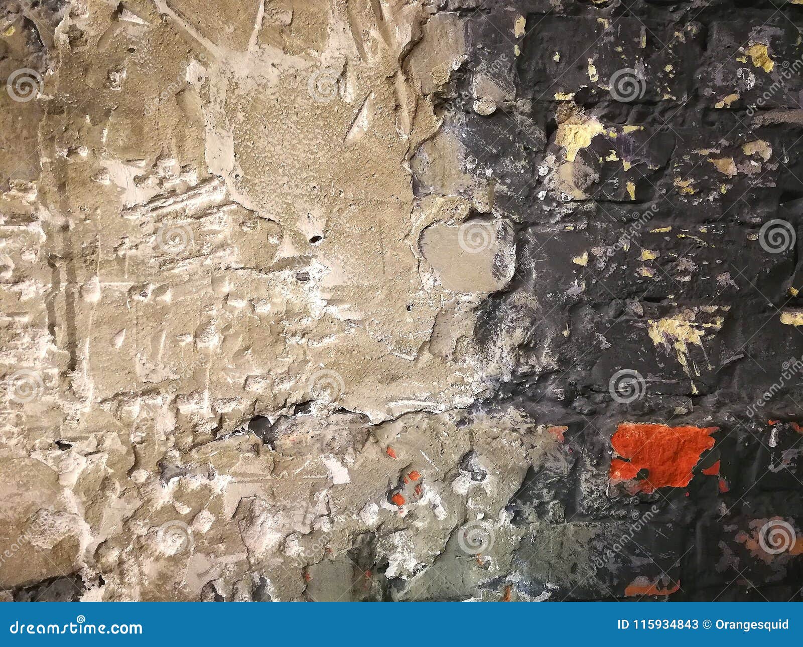 Wall with Elements of Shrapnel and Putty. Stock Image - Image of dark ...