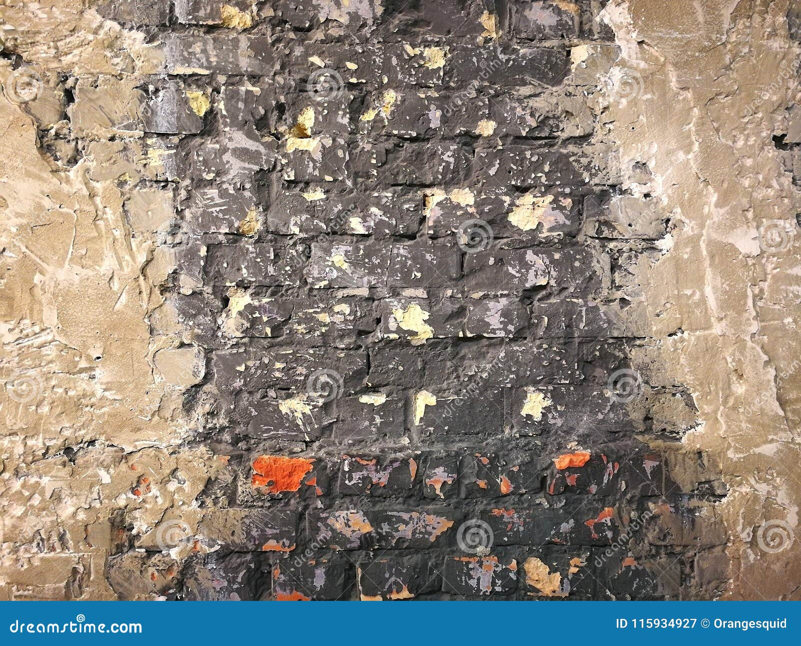 Wall with Elements of Shrapnel and Putty. Stock Image - Image of ...