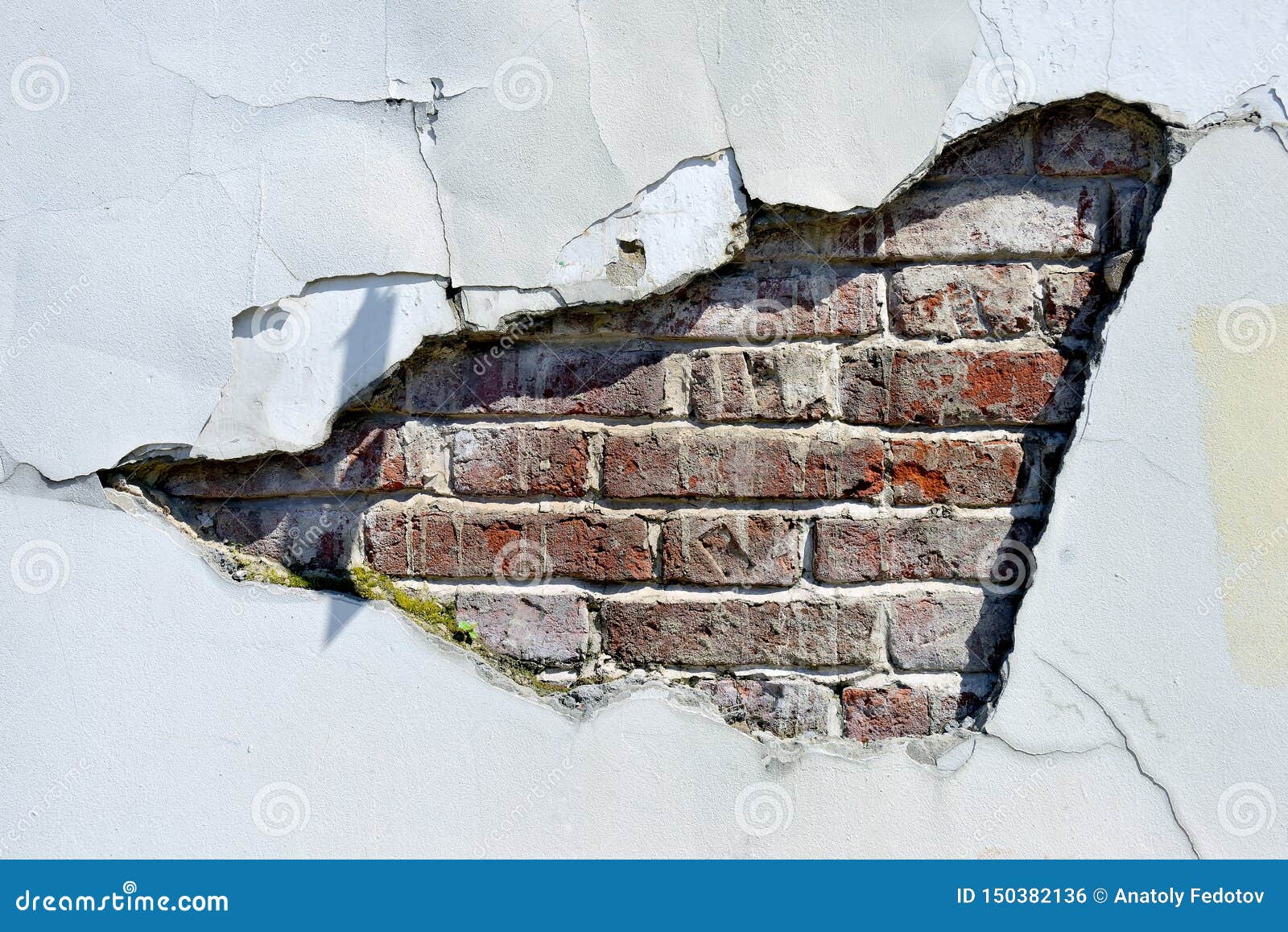 Old Brick Wall with Destroyed Plaster Stock Photo - Image of ...