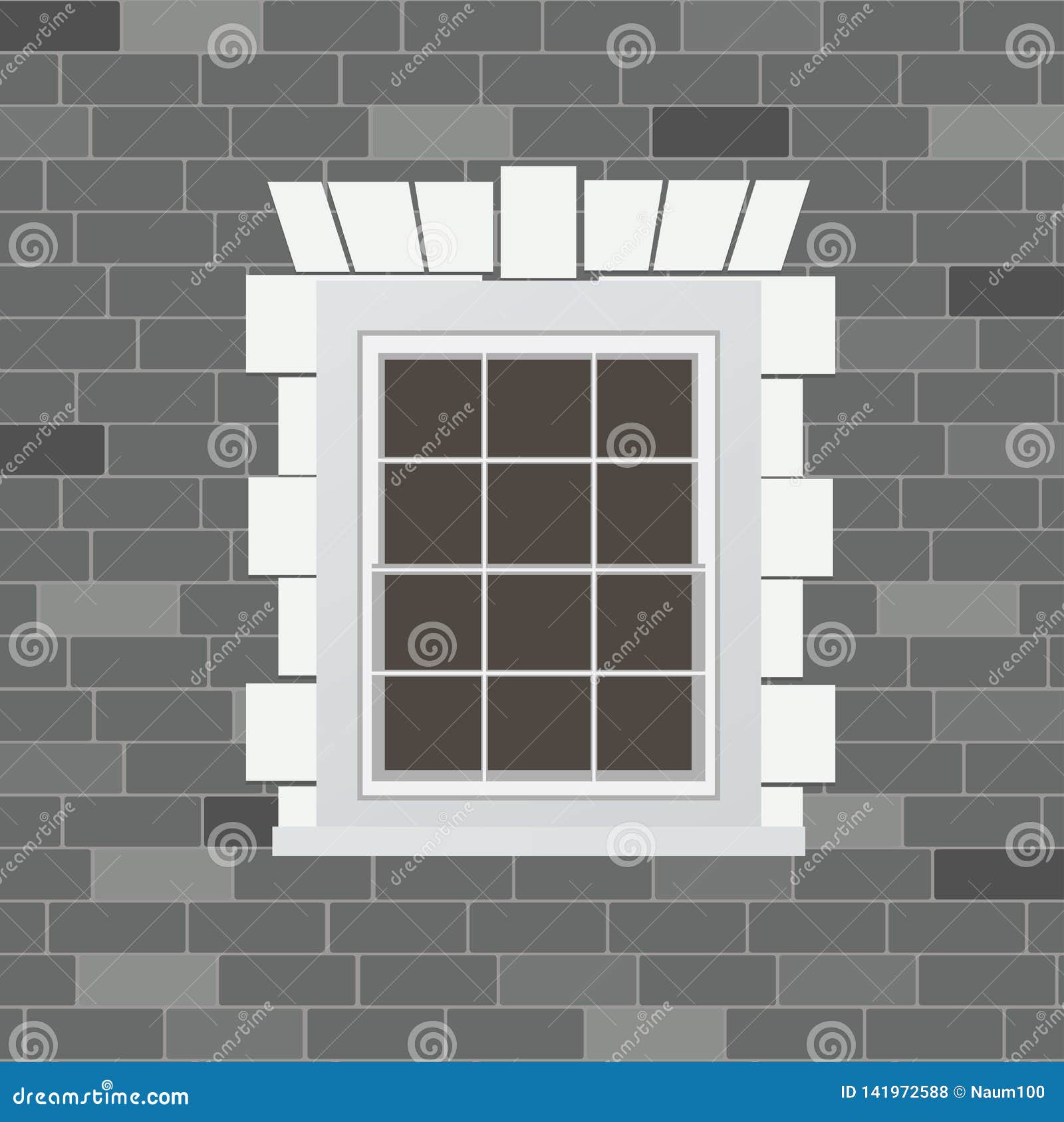 Old Brick Wall Facade and Window Stock Vector - Illustration of ...