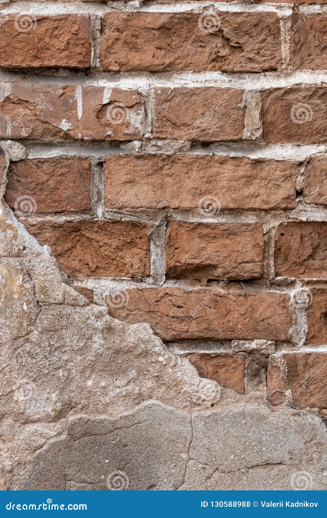 Old Brick Wall with Falling Off Plaster. Stock Photo - Image of sand ...