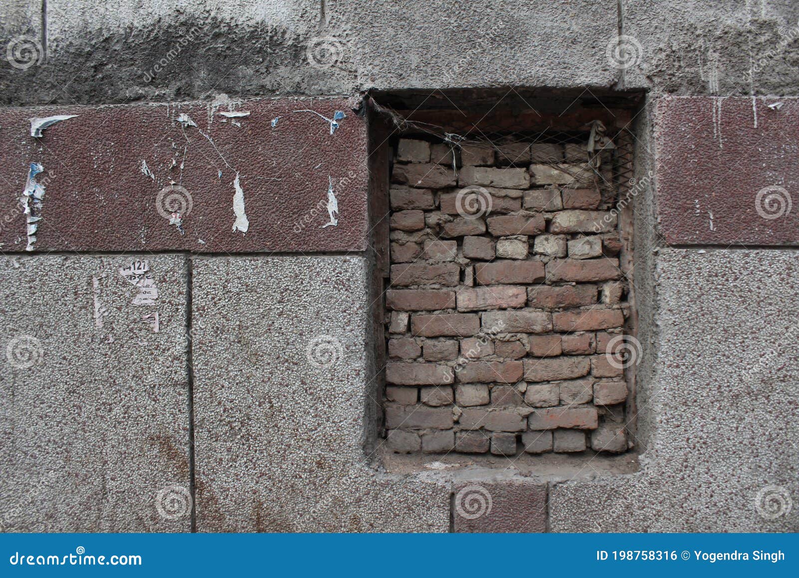 Old Brick Wall with Brick Filled Window Stock Photo - Image of ...