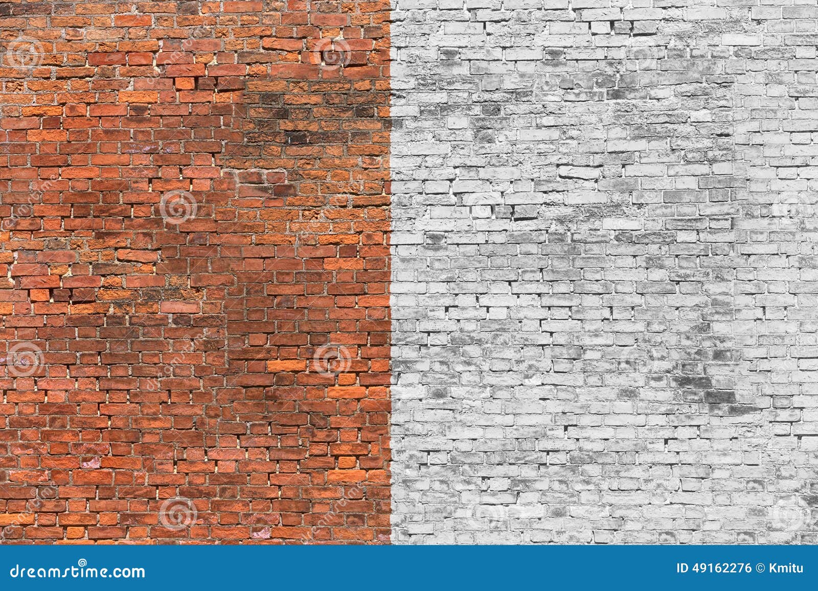 Old Brick Wall Half-painted Stock Photo - Image of grafitti, protection ...