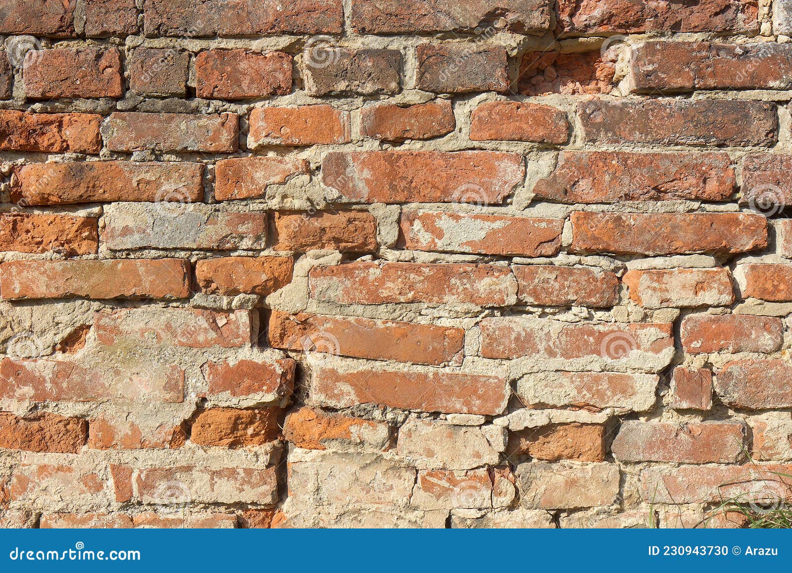 Old Brick Wall Lit by the Sun Stock Photo - Image of brick, built ...