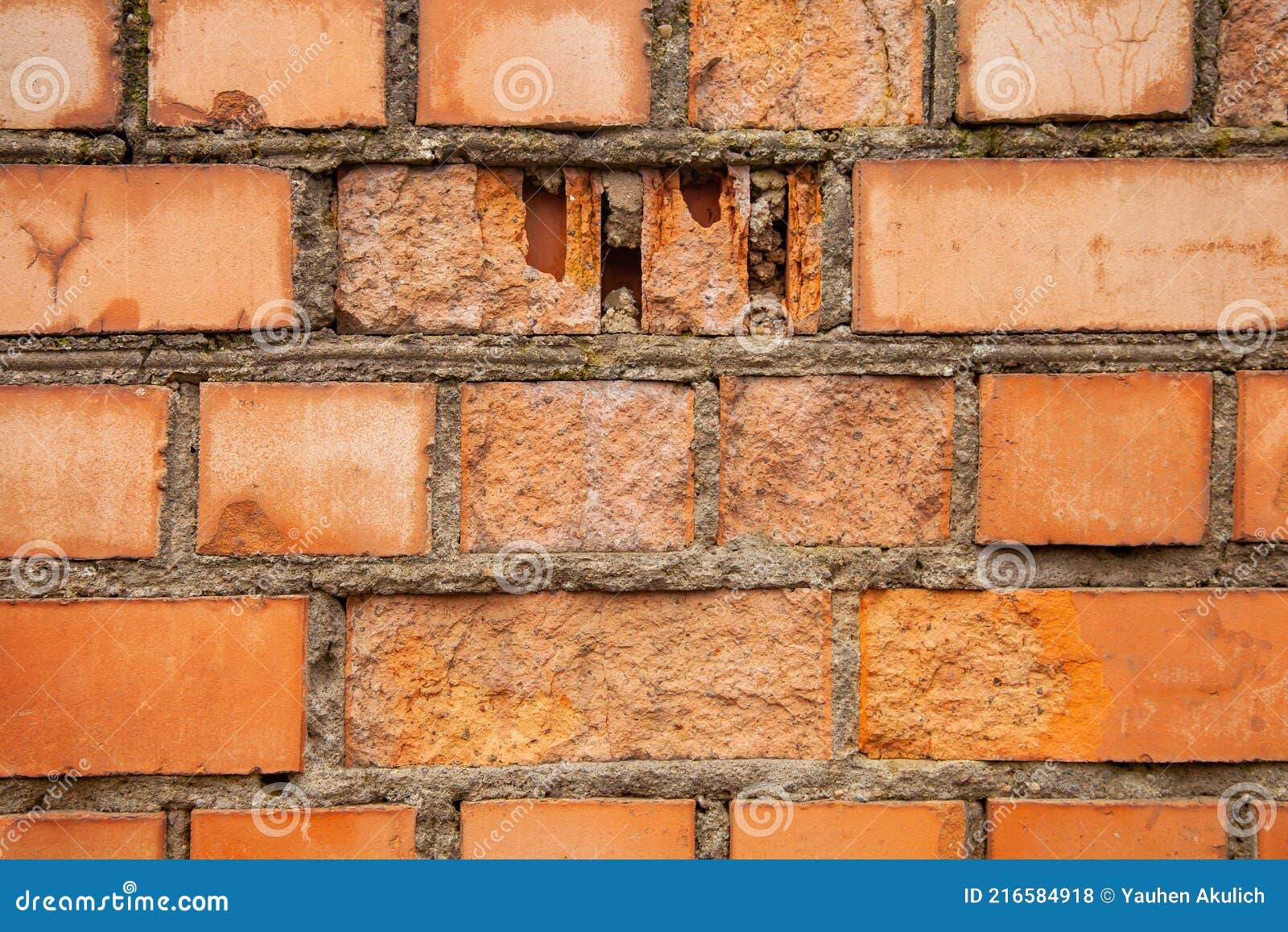 Old Brick Wall Made of Red Bricks. Breaking Down a Wall Falling Apart ...