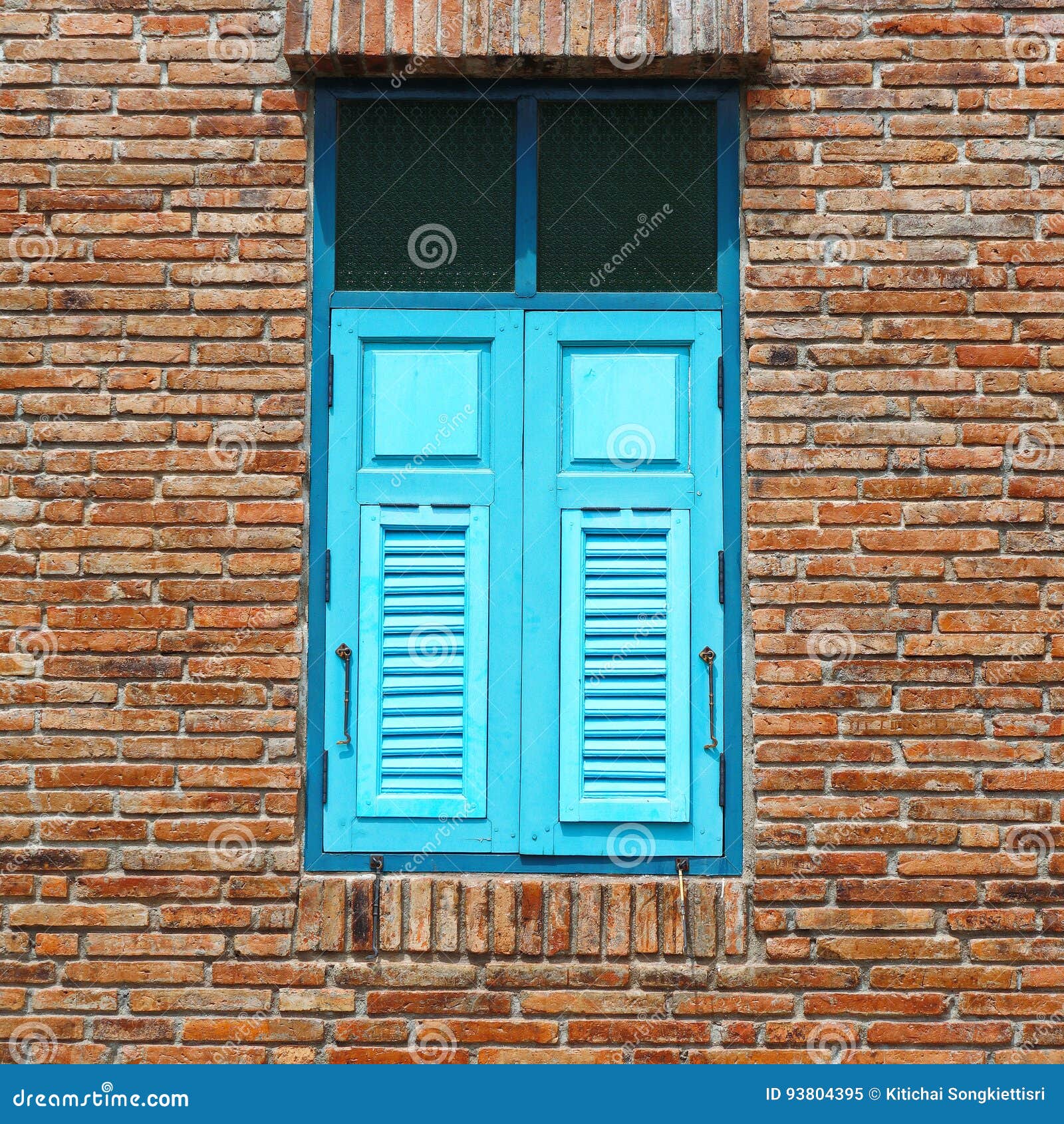 Old Brick Wall Old Blue Window Stock Image - Image of blue ...