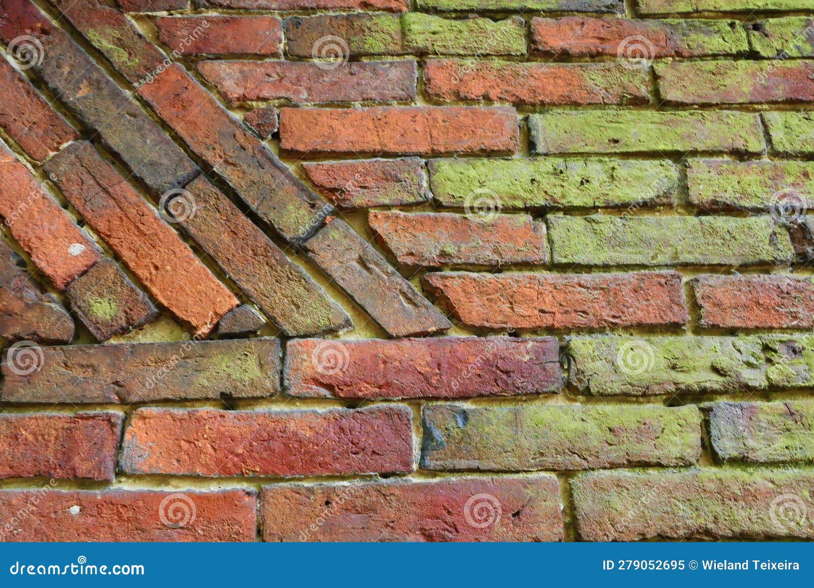 Old Brickwork with Algae and Moss Stock Image - Image of block, pattern ...