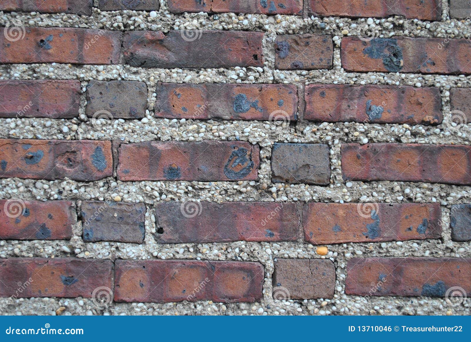 Old Brick Wall with Pebble Mortar Stock Photo - Image of pebbles, blue ...