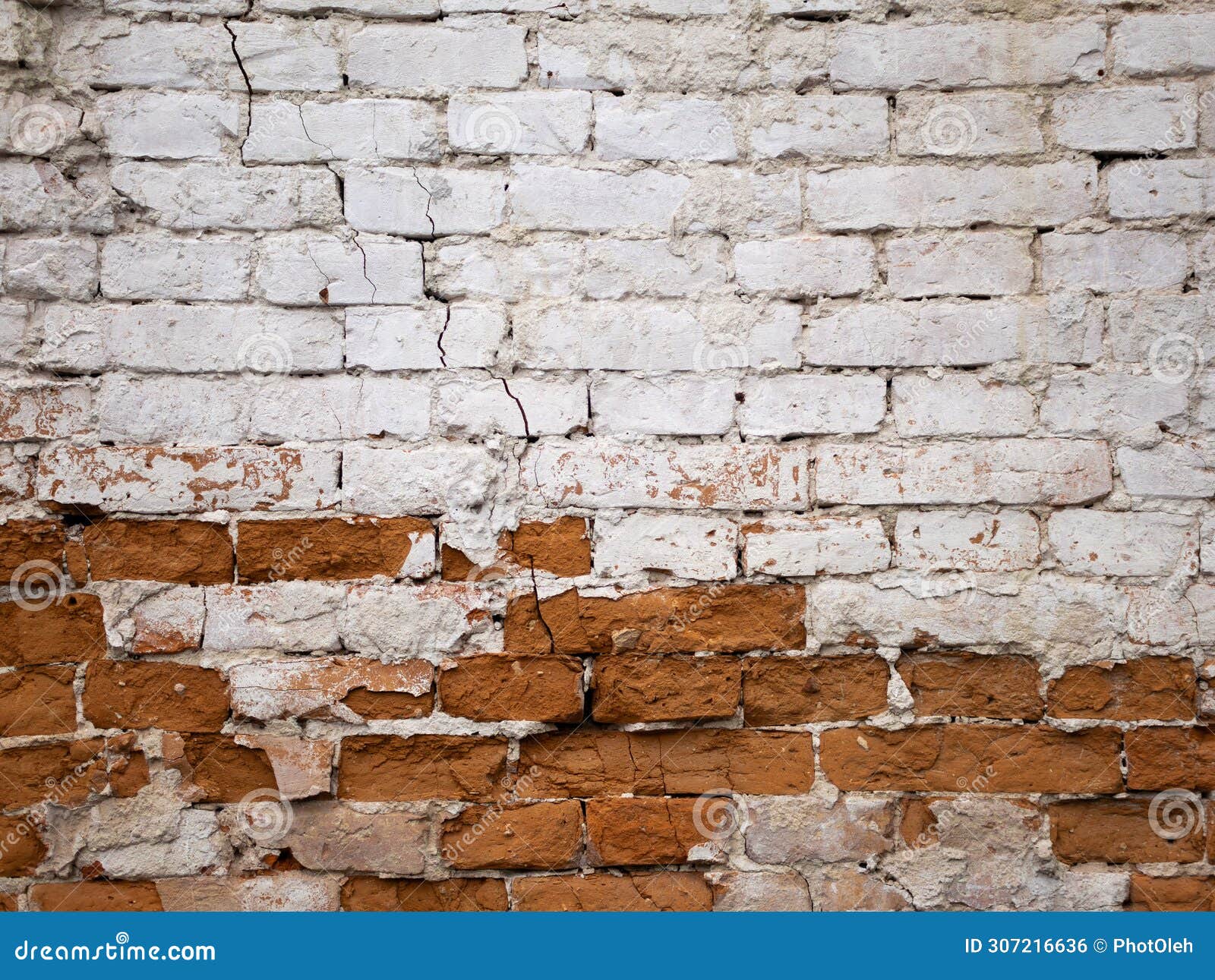 Old Brick Wall with Peeling Paint and Bricks Crumbling from Time Stock ...