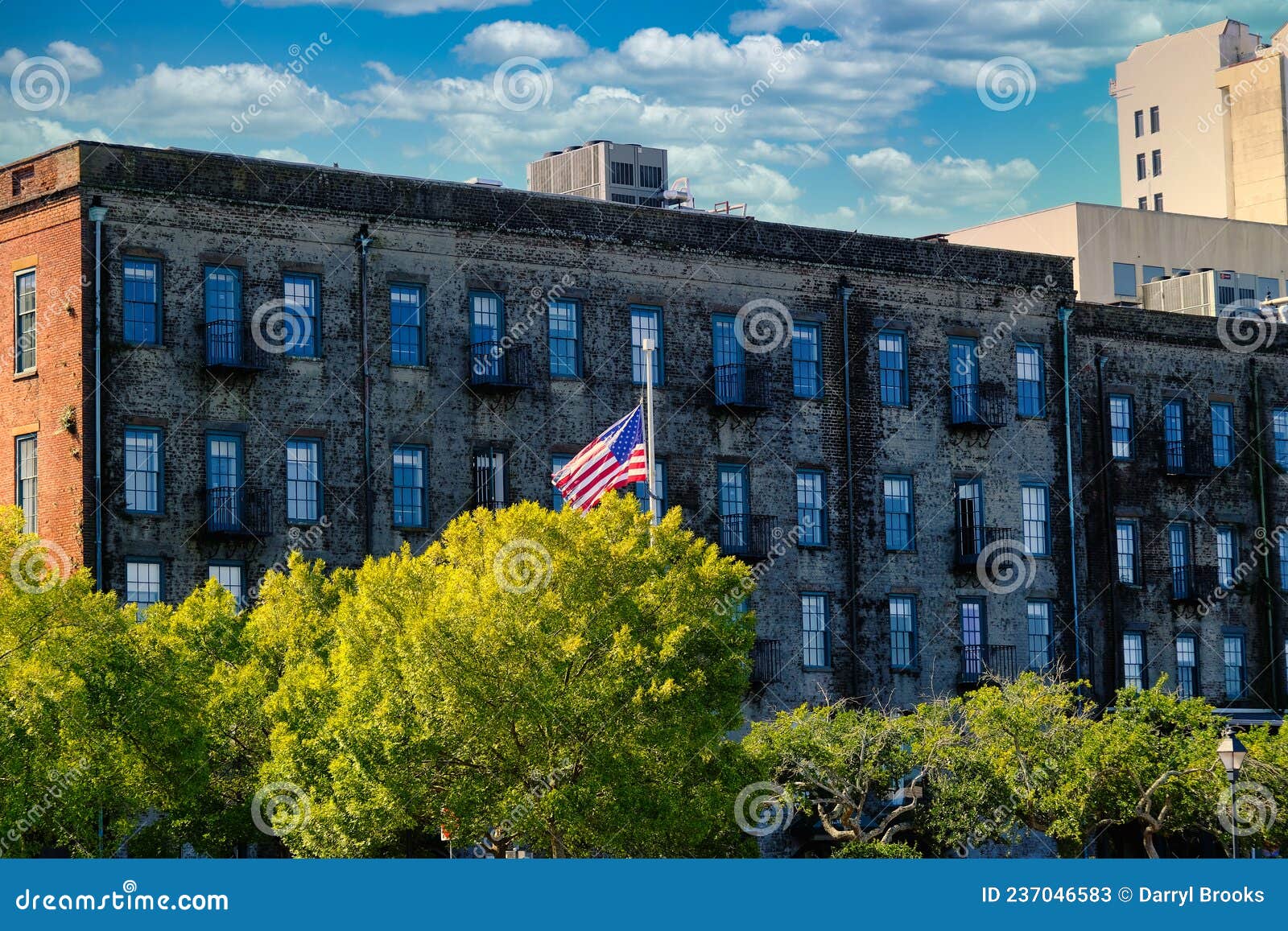 Old Brick Wall on River Street Stock Image - Image of vacation ...