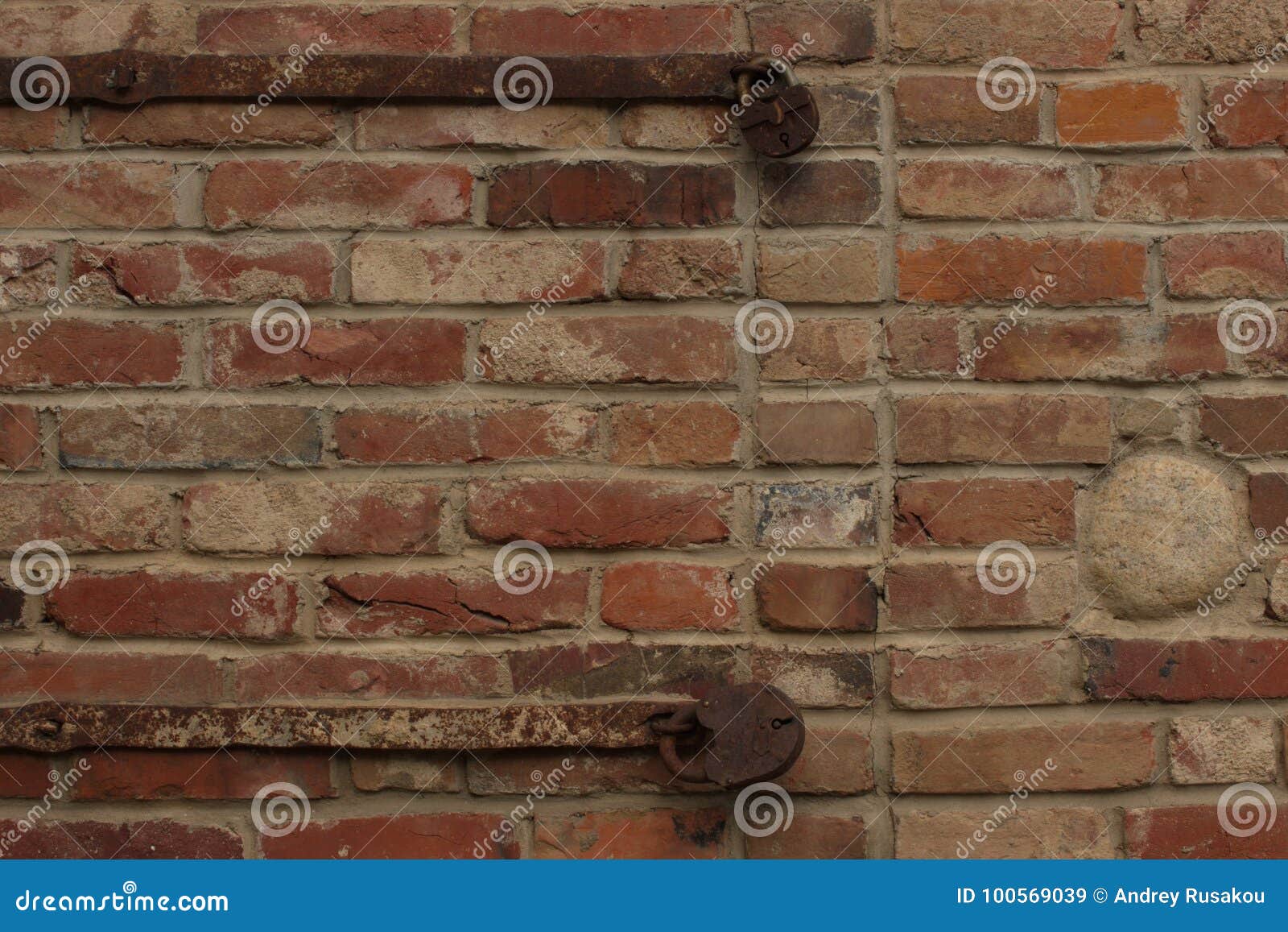 Old Brick Wall with Rusty Locks Stock Image - Image of padlocks ...