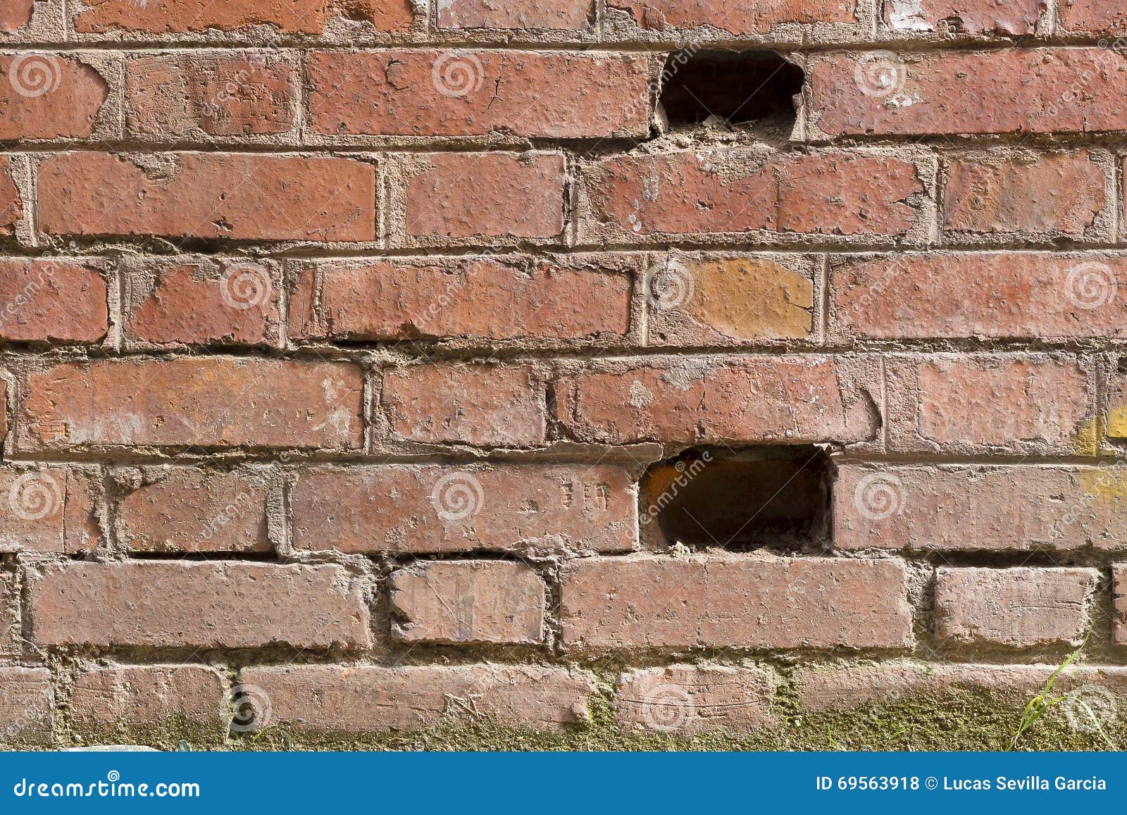Old Brick Wall with Some Holes Stock Photo - Image of black, detail ...