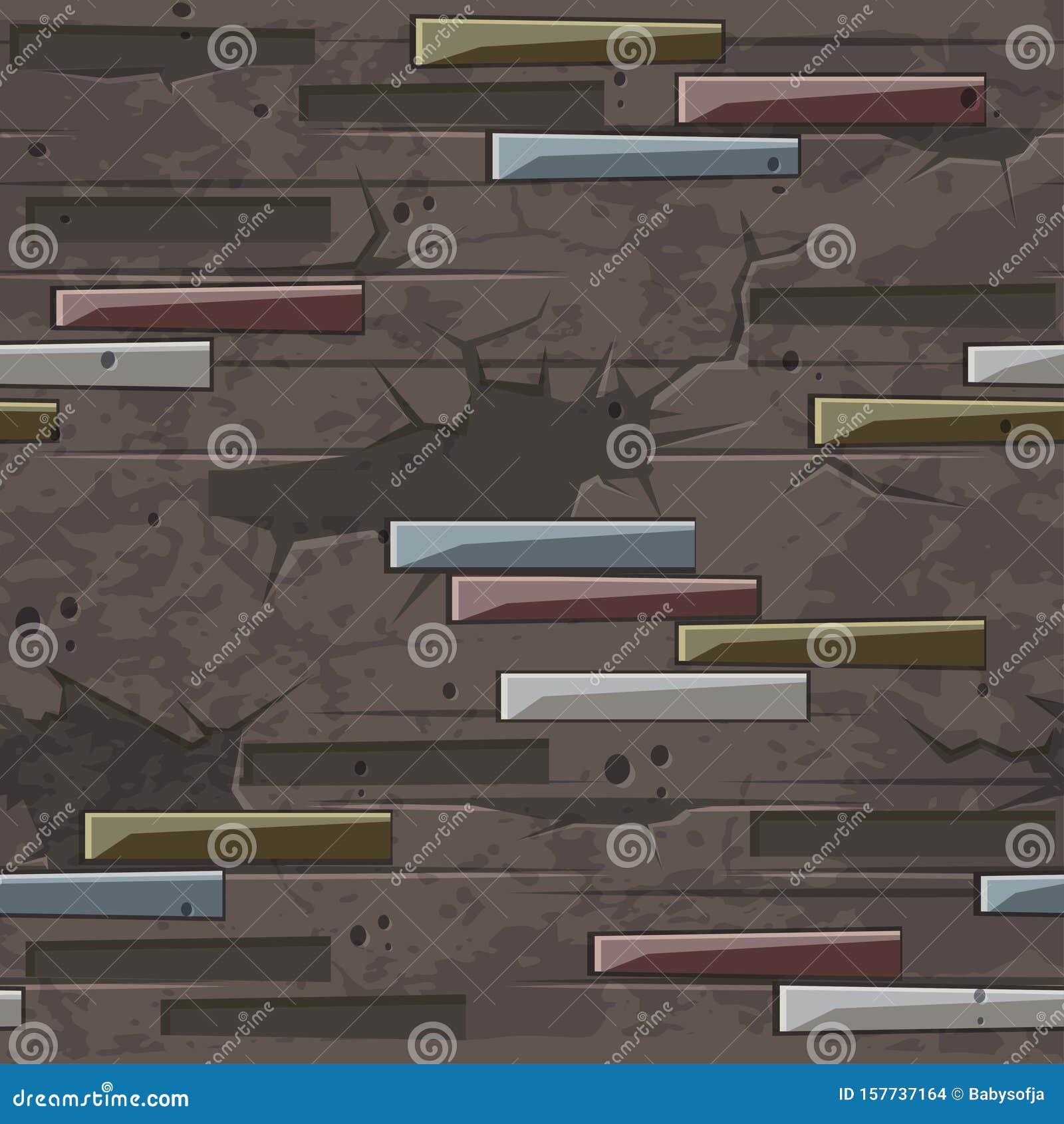 Seamless Stones Border, Stone Wall Texture Vector Illustration ...