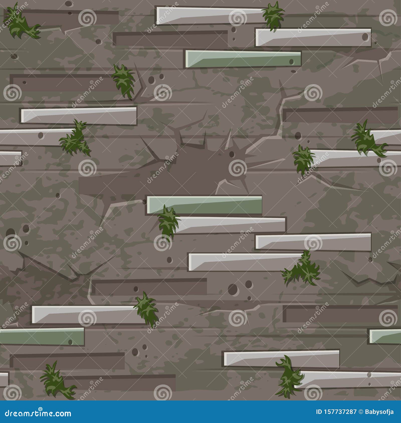 Seamless Stones Border, Stone Wall Texture Vector Illustration ...