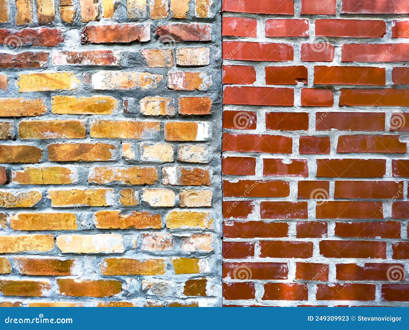 Old Brick Wall Texture, Yellow and Red Brickwork Pattern As Background ...