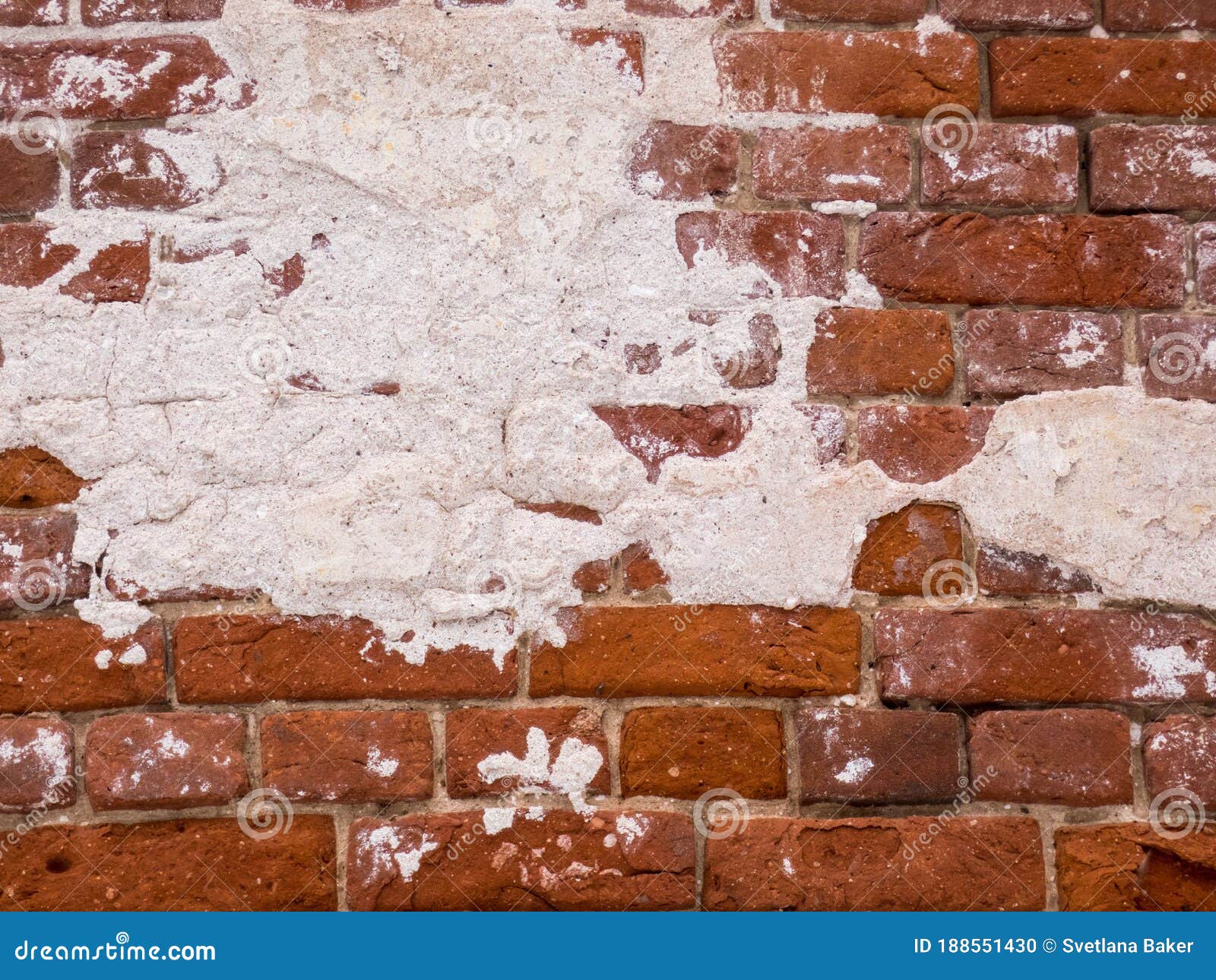 Old Brick Wall Weathered and Broken Bricks, Background.Texture. Close ...