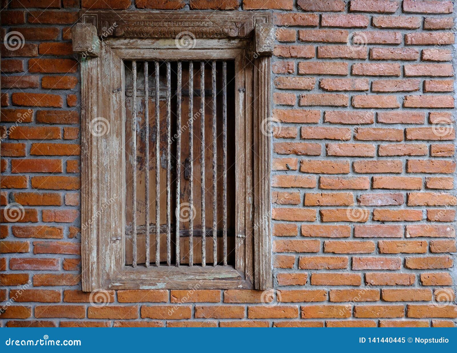 Old Brick Wall with Brick Window Stock Image - Image of outdoor ...