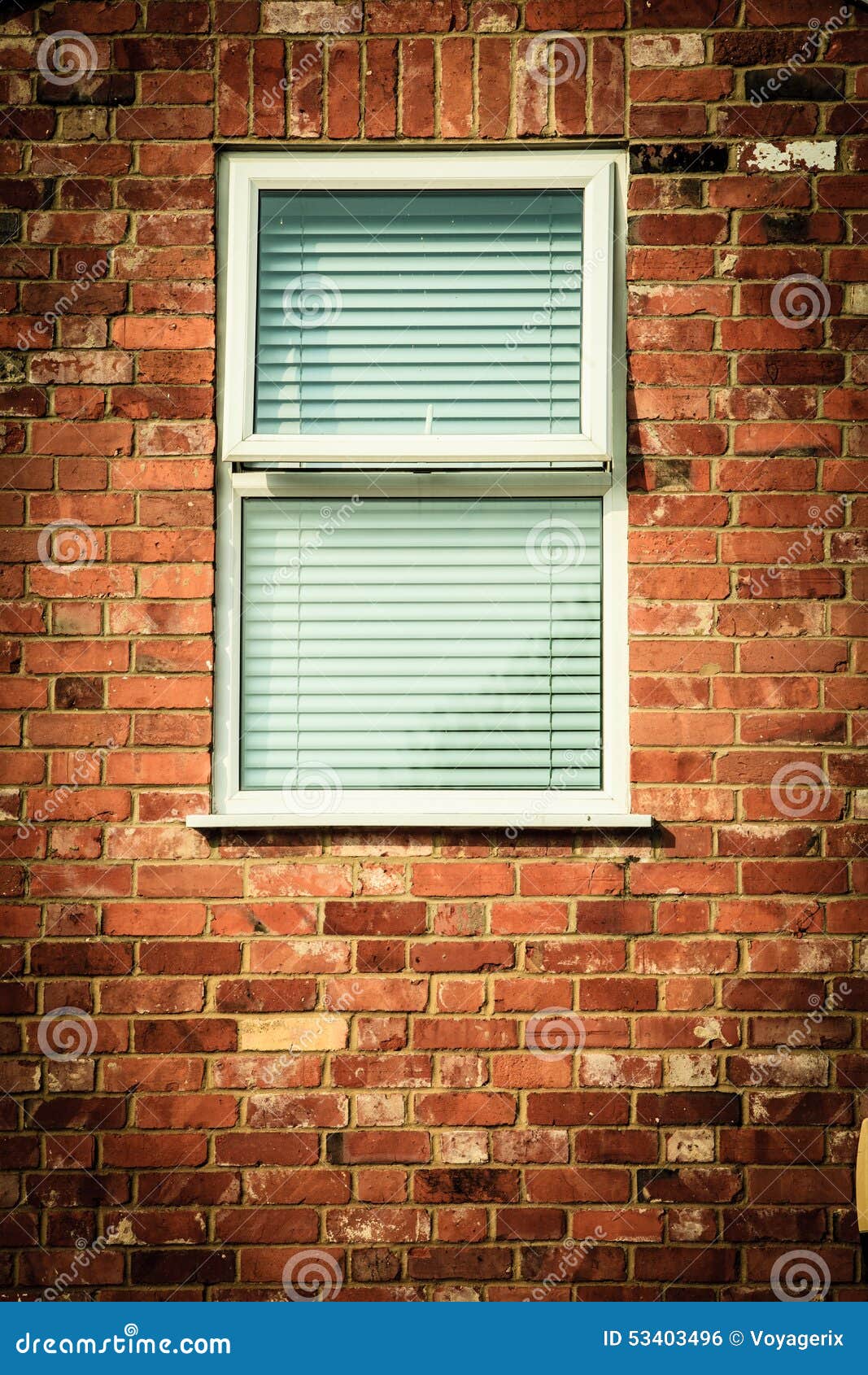 Old Brick Wall with Window Blinds Stock Photo - Image of curtain, home ...