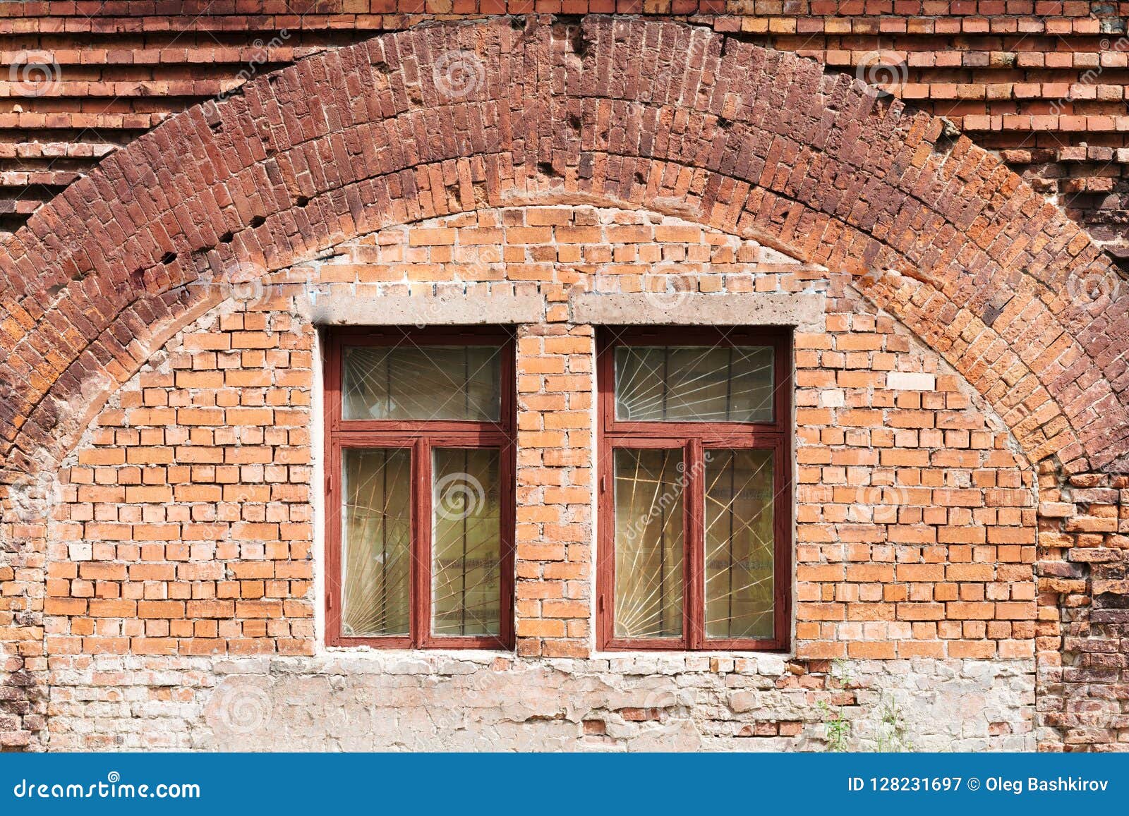 Old Brick Wall with Windows. Stock Image - Image of exterior, pattern ...