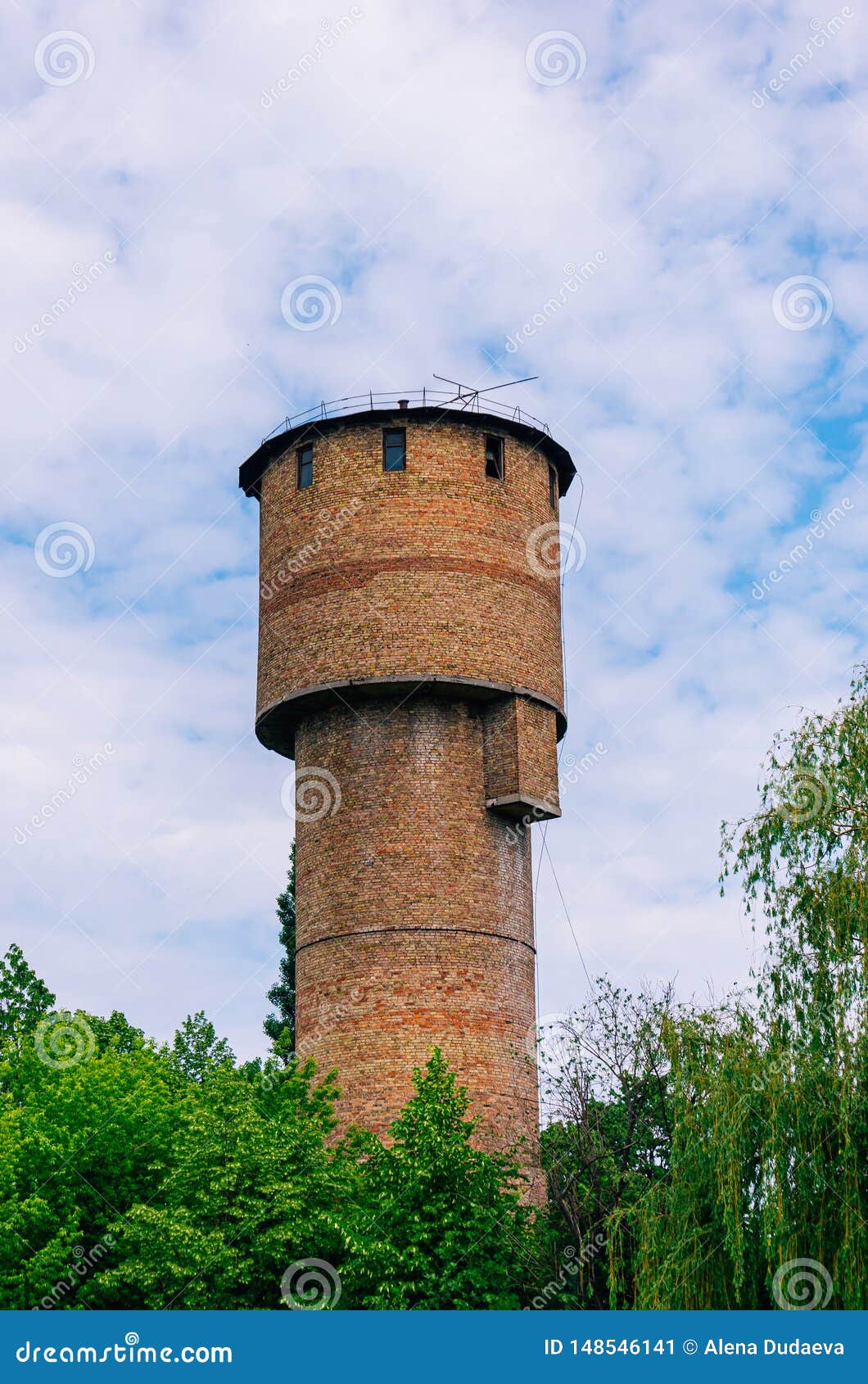 Old brick water tower stock image. Image of white, city - 148546141