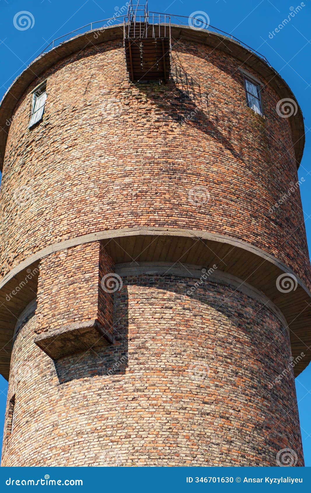 An Old Brick Water Tower. the Exterior is an Old Architecture Stock ...