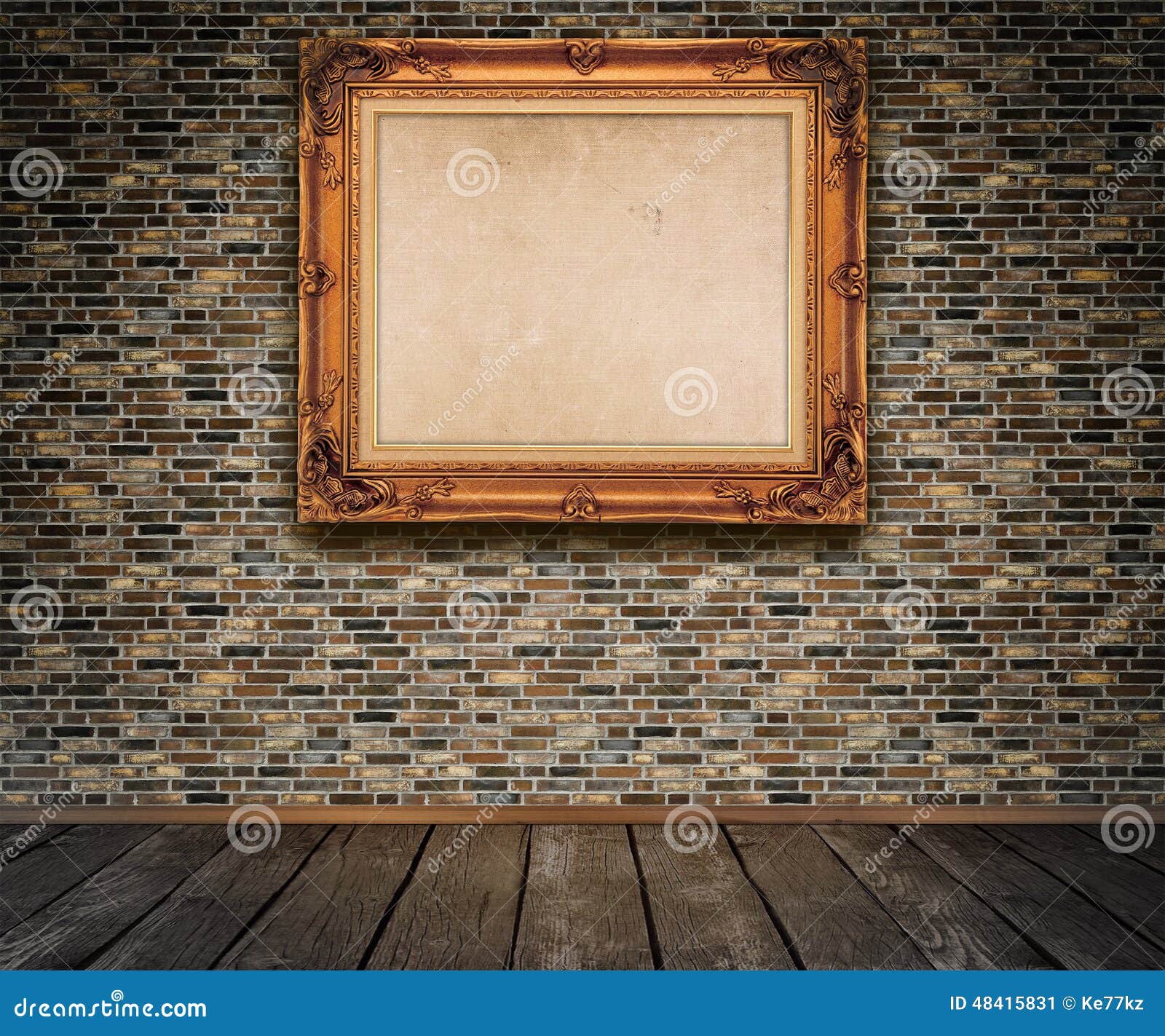 Old Bricks Wall and Old-fashioned Wooden Frame. Stock Image - Image of ...