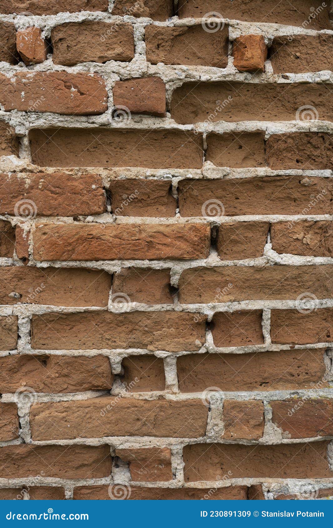 Old Brickwork with Red Bricks with White Mortar in between Stock Image ...