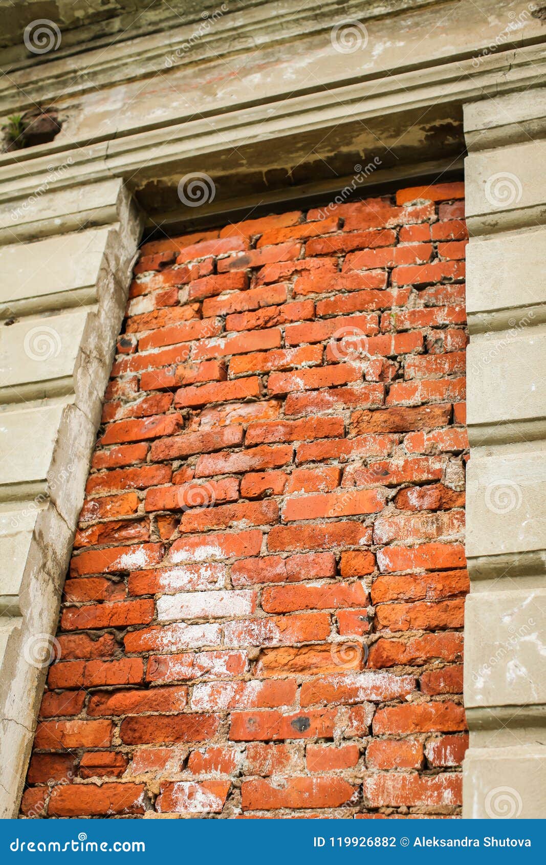 The Old Brickwork. Windows. Background. Bottom View Stock Photo - Image ...