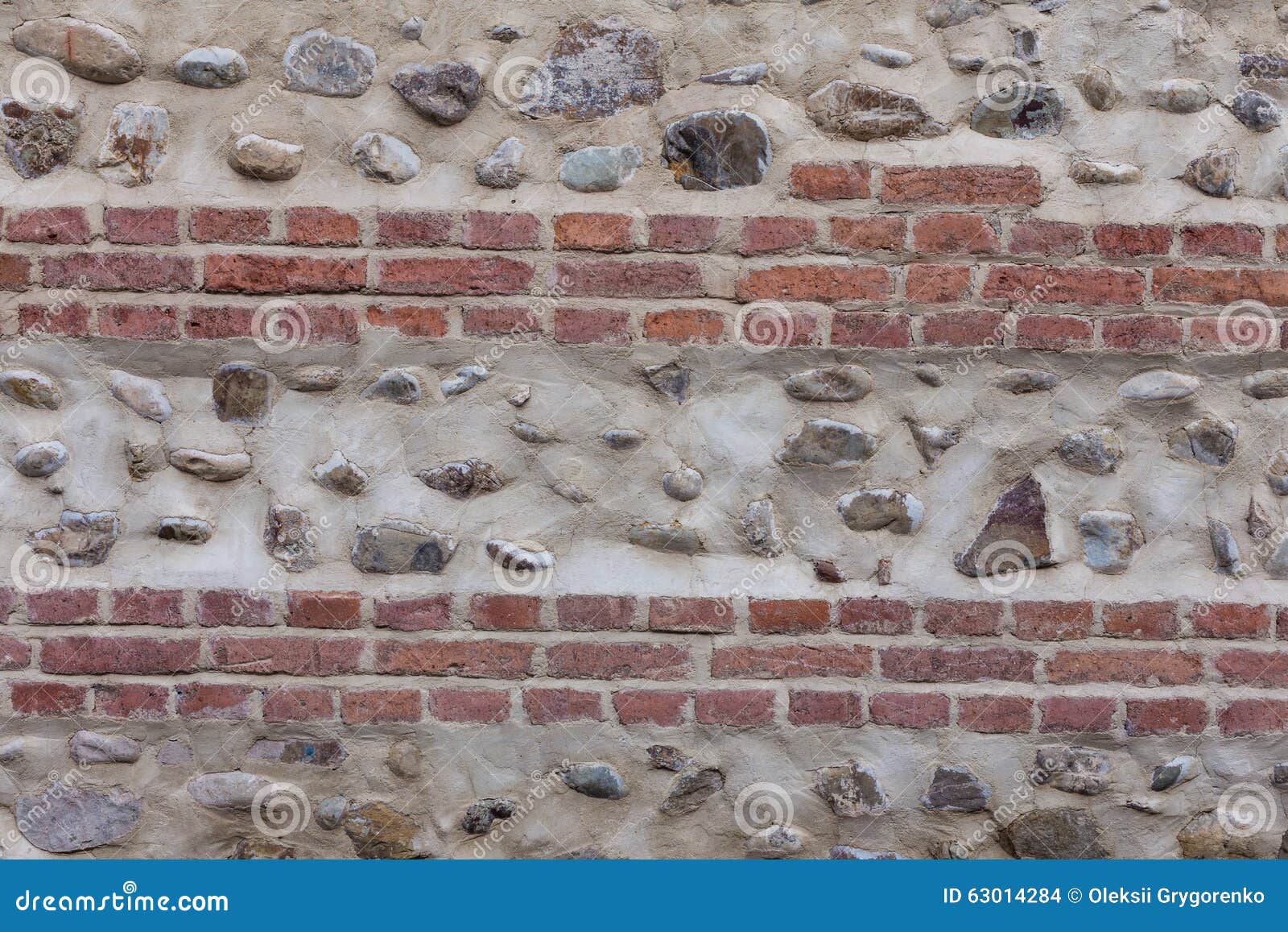 Old Bricky Wall with Stones Stock Photo - Image of stone, background ...
