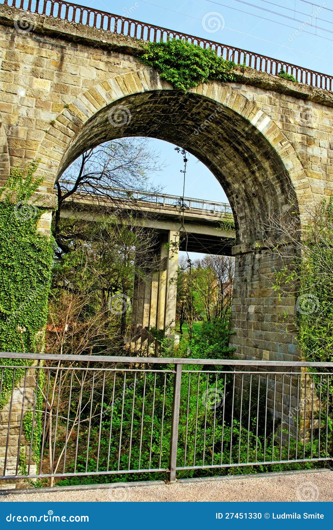 Old bridge. stock photo. Image of landmark, house, people - 27451330