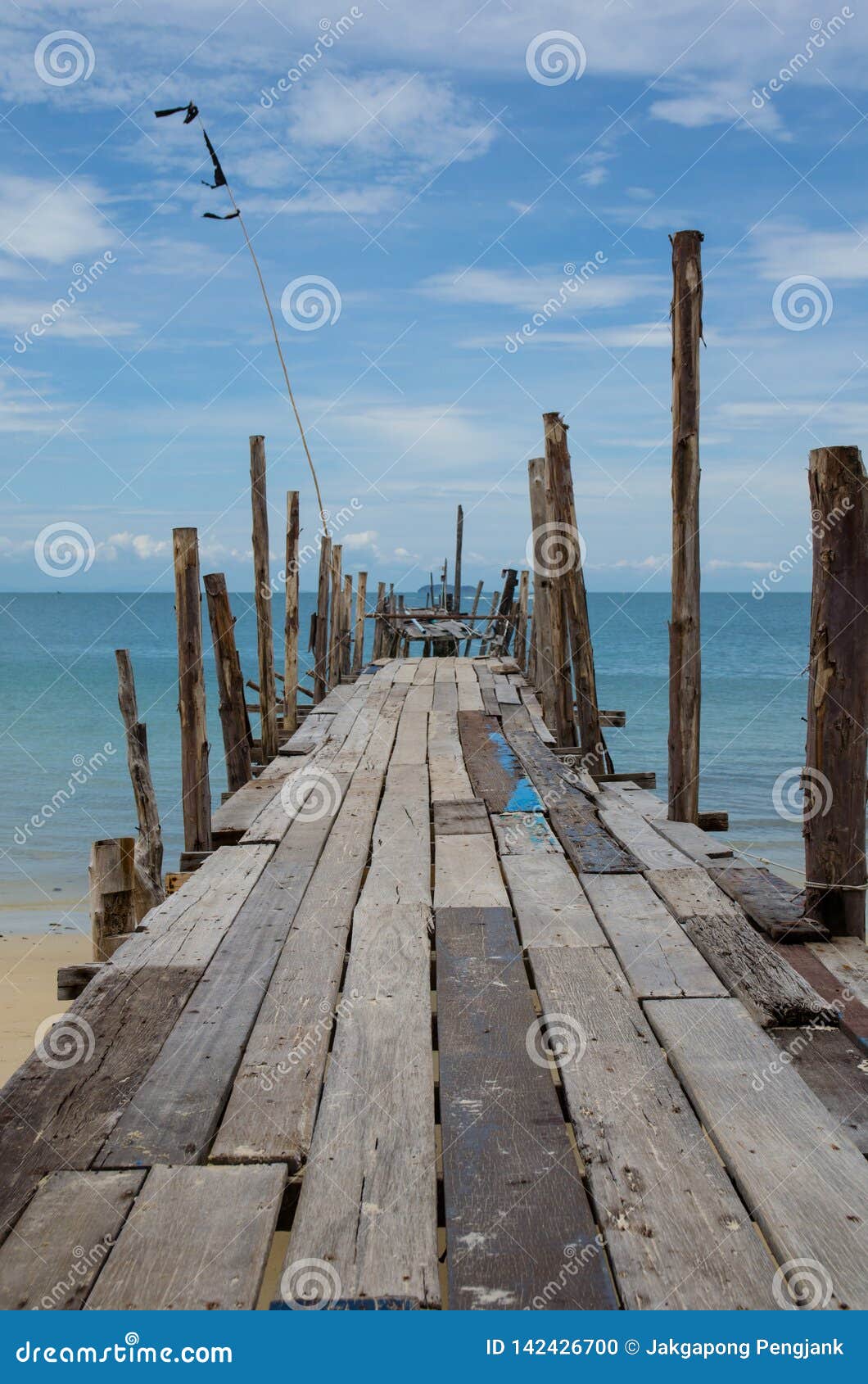 Old Bridge on Beach and Sea Stock Photo - Image of pier, wooden: 142426700