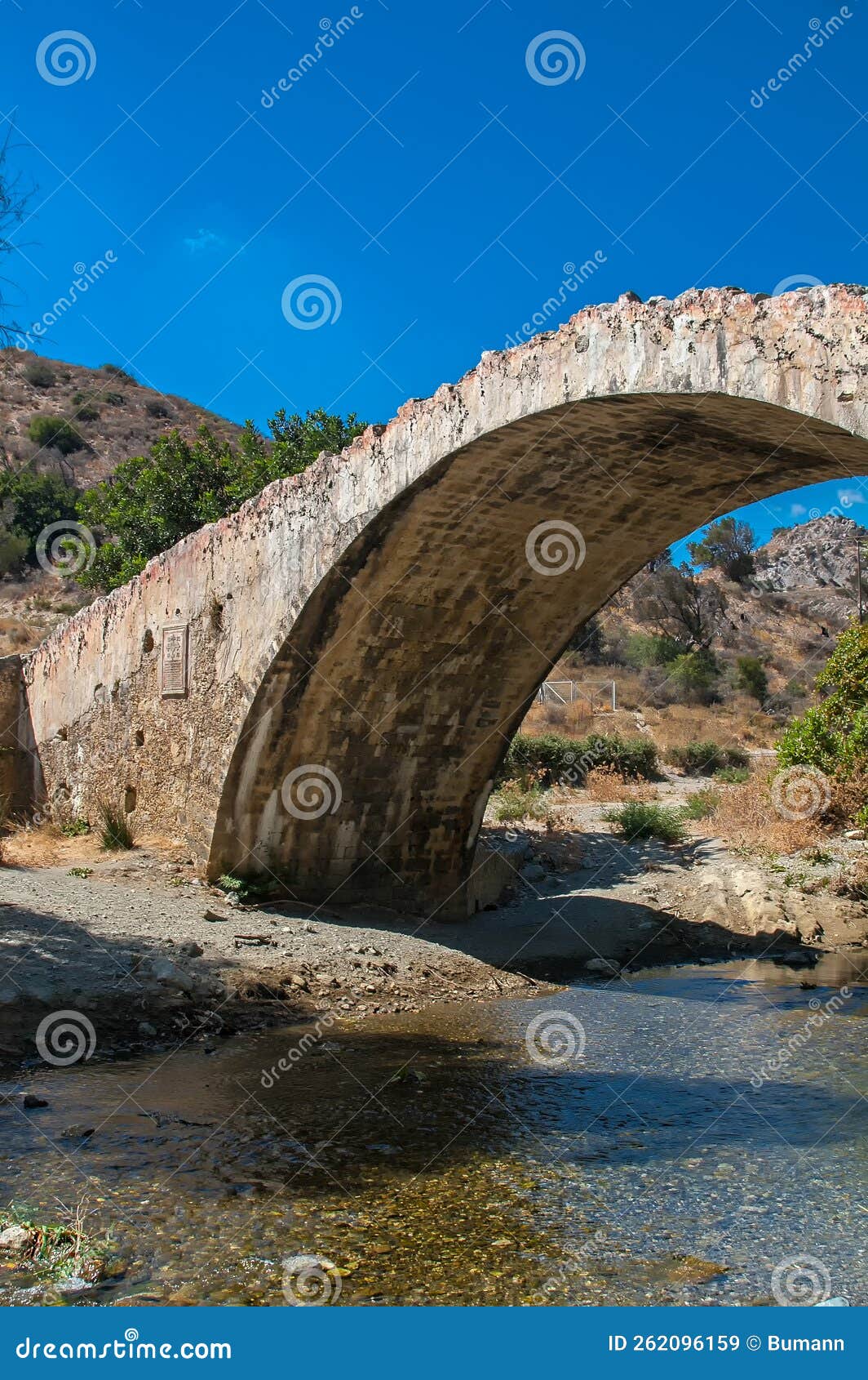 Old Bridge or Big Bridge Over the Megalopotamos River in Crete Stock ...