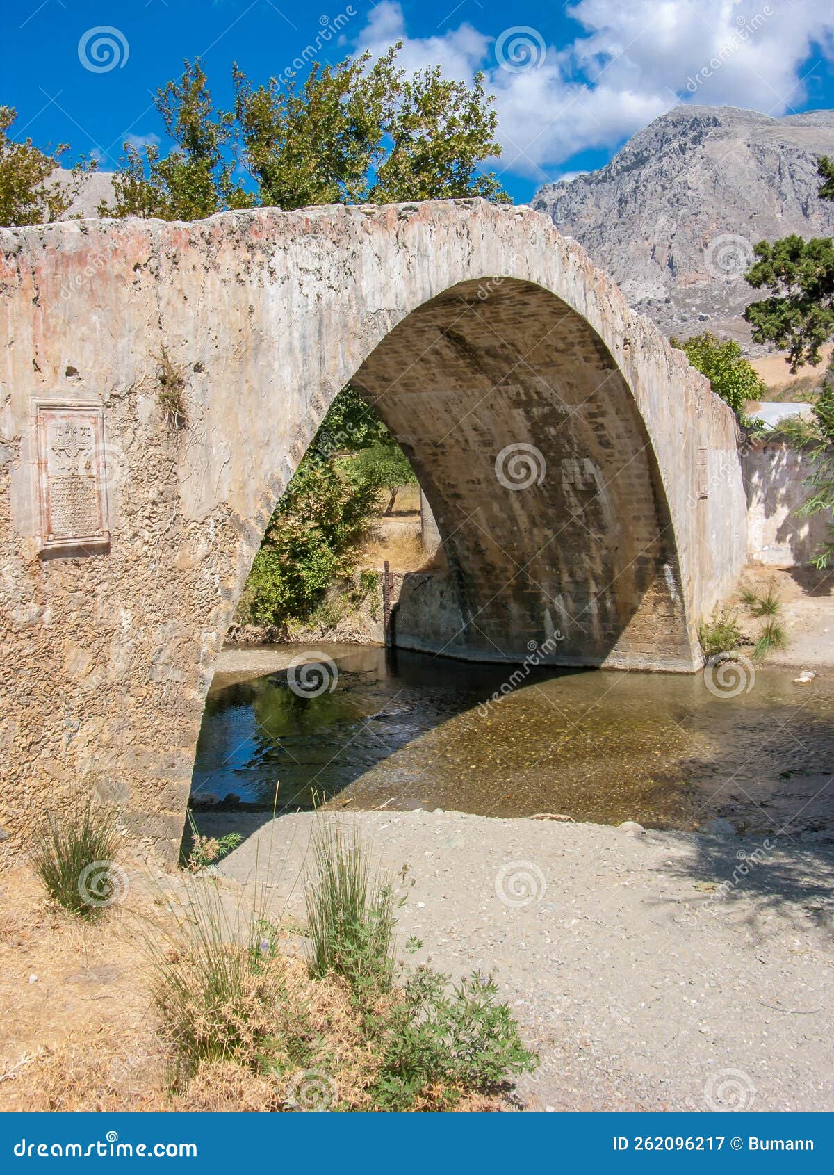 Old Bridge or Big Bridge Over the Megalopotamos River in Crete Stock ...