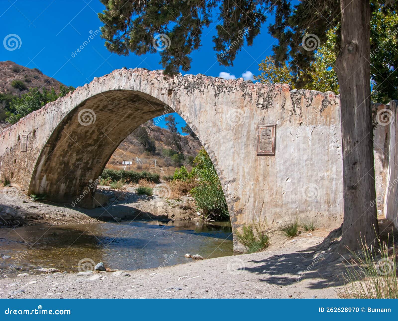 Old Bridge or Big Bridge Over the Megalopotamos River in Crete Stock ...