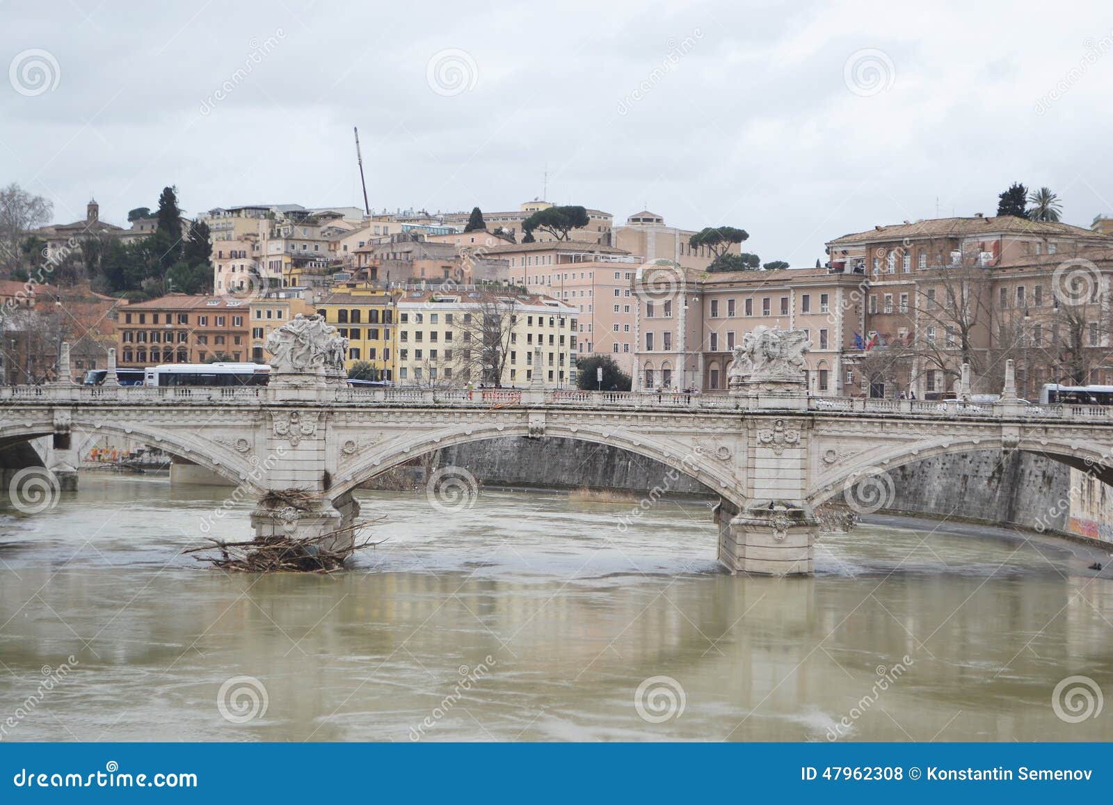 Old Bridge in Center of Rome Stock Photo - Image of ancient, sculpture ...