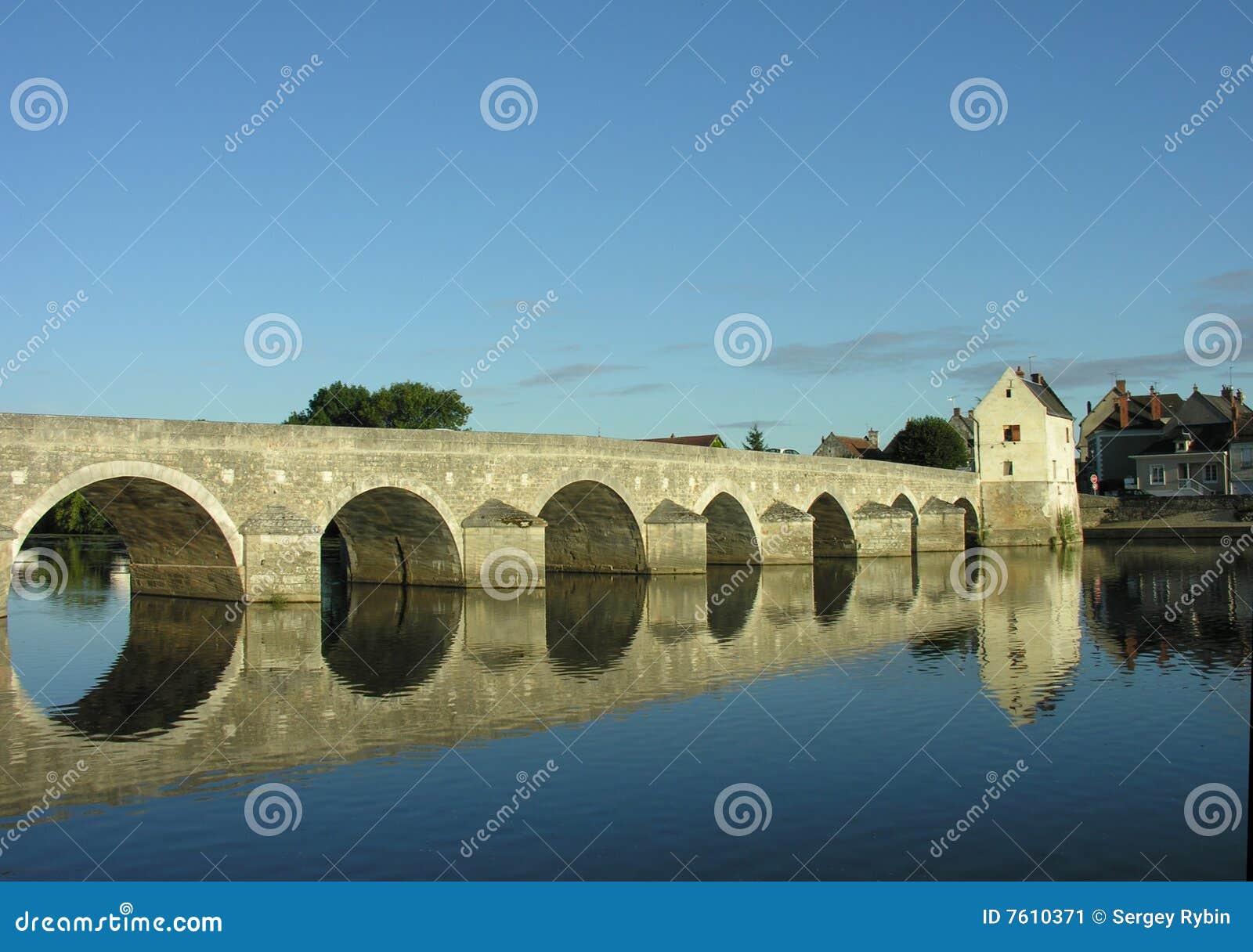 Old bridge in France stock image. Image of european, town - 7610371