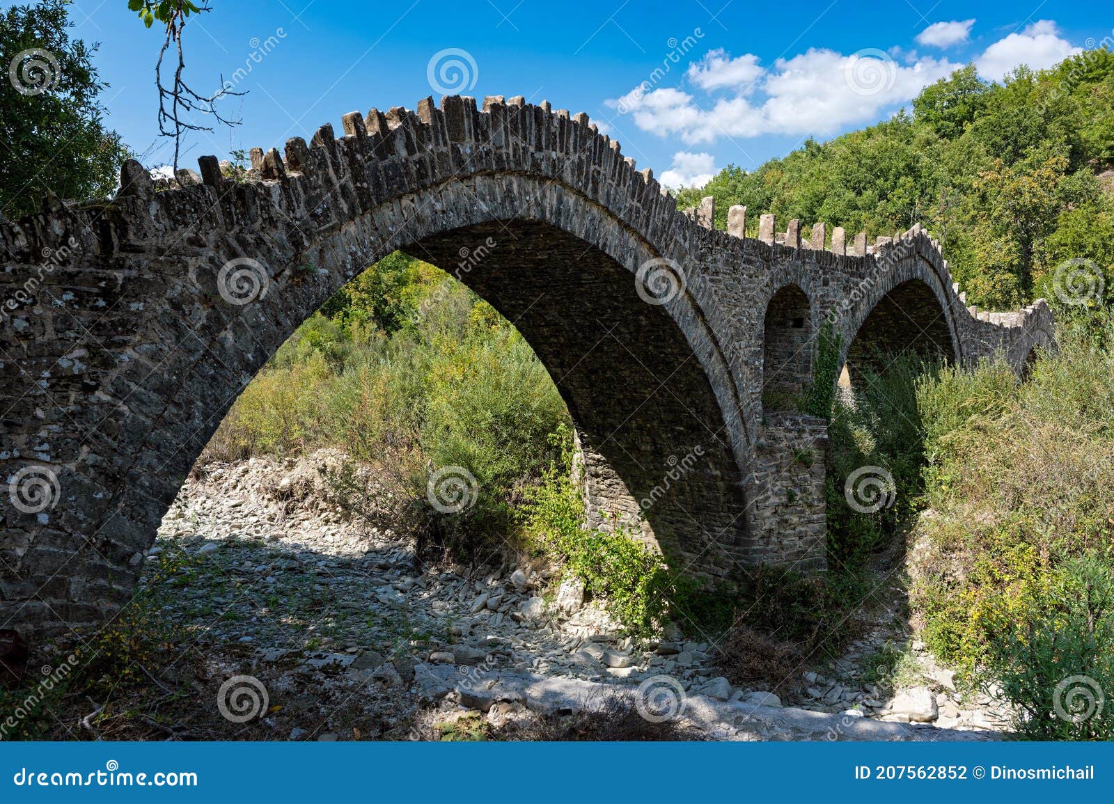 Old bridge in Greece stock photo. Image of landmark - 207562852