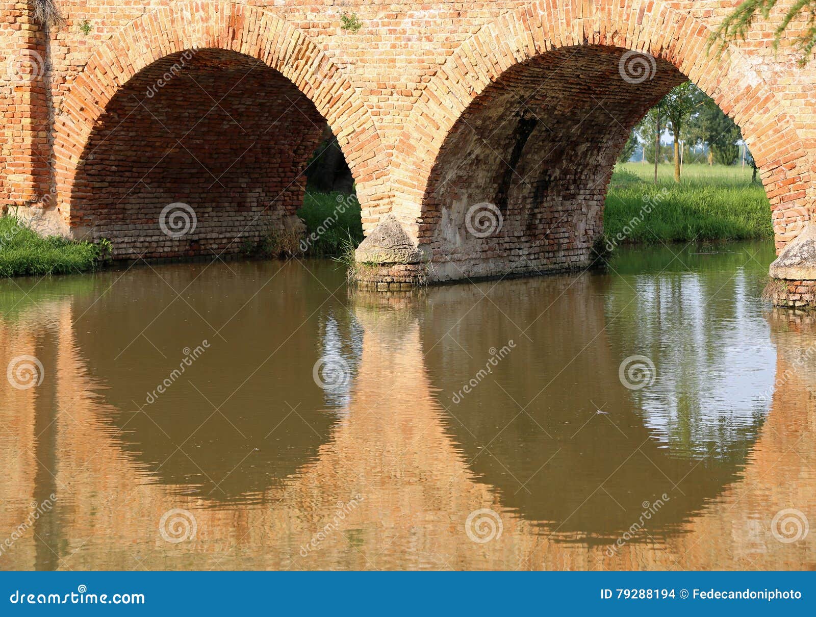 Old Bridge Made of Red Brick with Arches Stock Photo - Image of ...