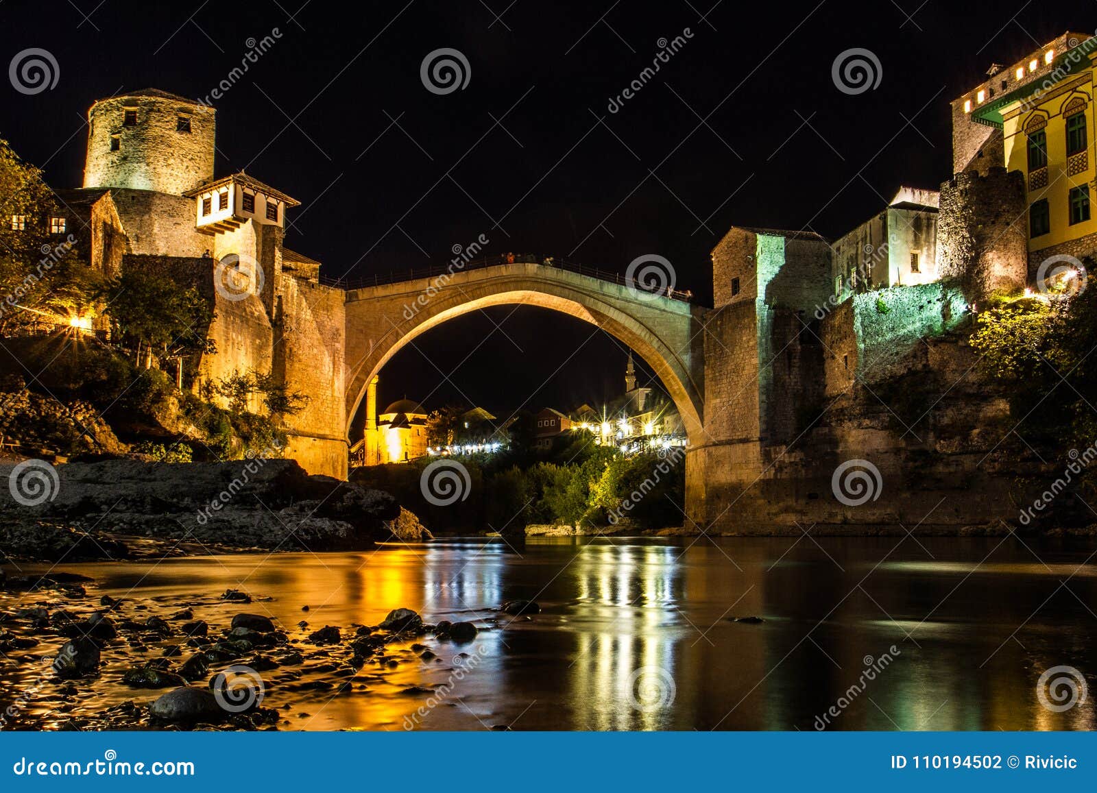 Old Bridge in Mostar stock photo. Image of mostar, river - 110194502