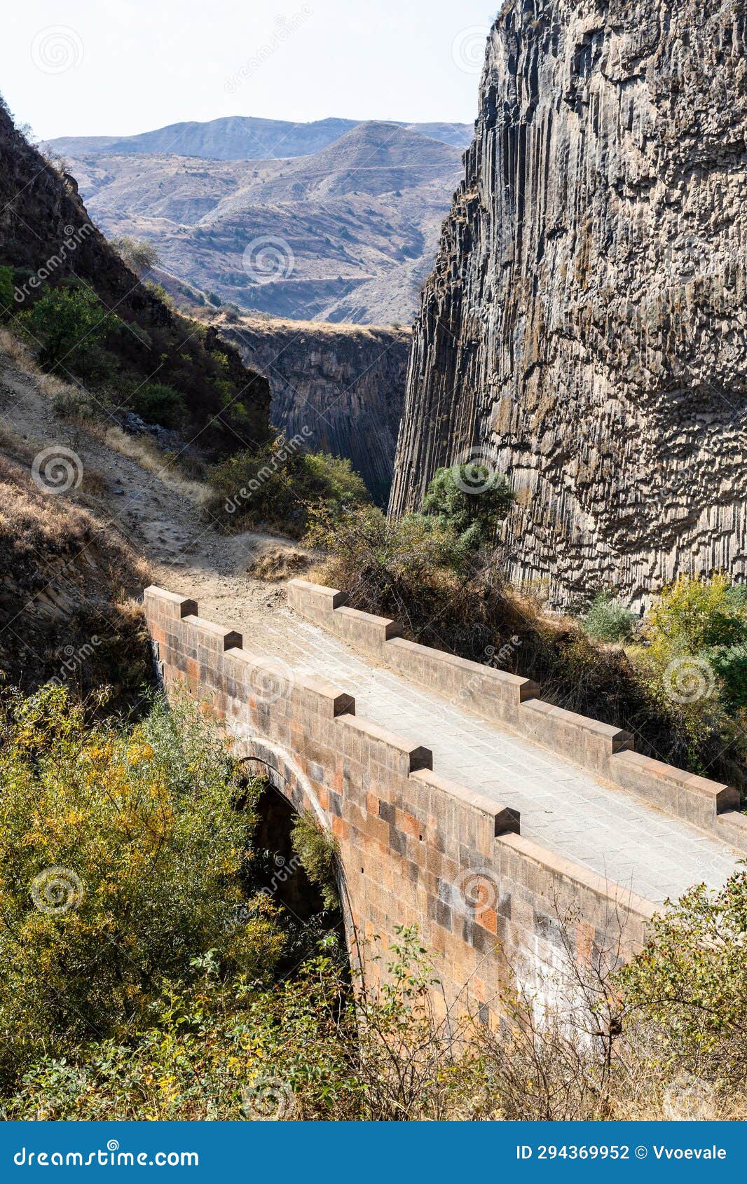 Old Bridge Over Goght River in Gorge in Armenia Stock Photo - Image of ...