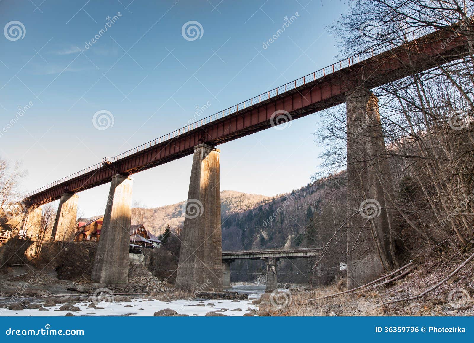 Old Bridge Over Mountain Stream Stock Photo - Image of season, high ...