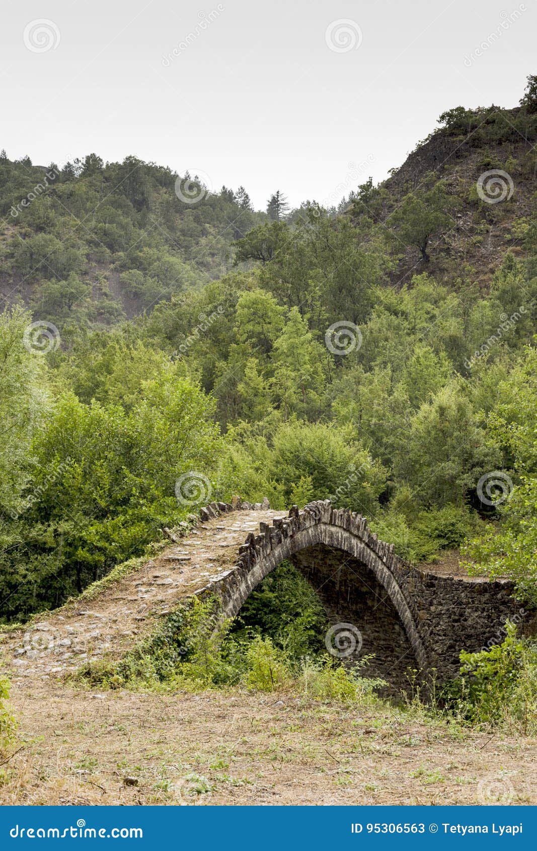 Old bridge over the river stock image. Image of overcast - 95306563