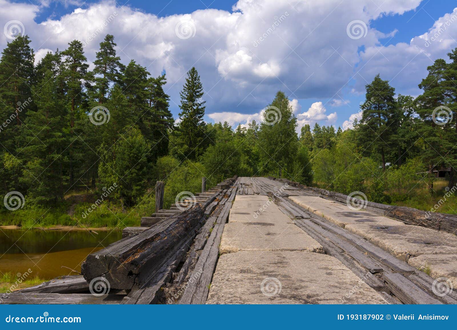 Old Bridge Over the River in the Forest Stock Photo - Image of forest ...