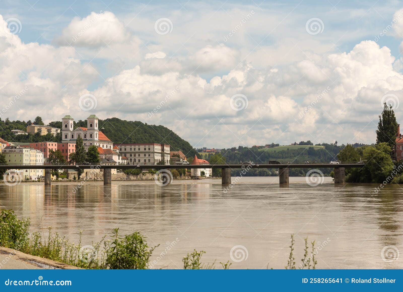 Old bridge over river stock image. Image of tourism - 258265641
