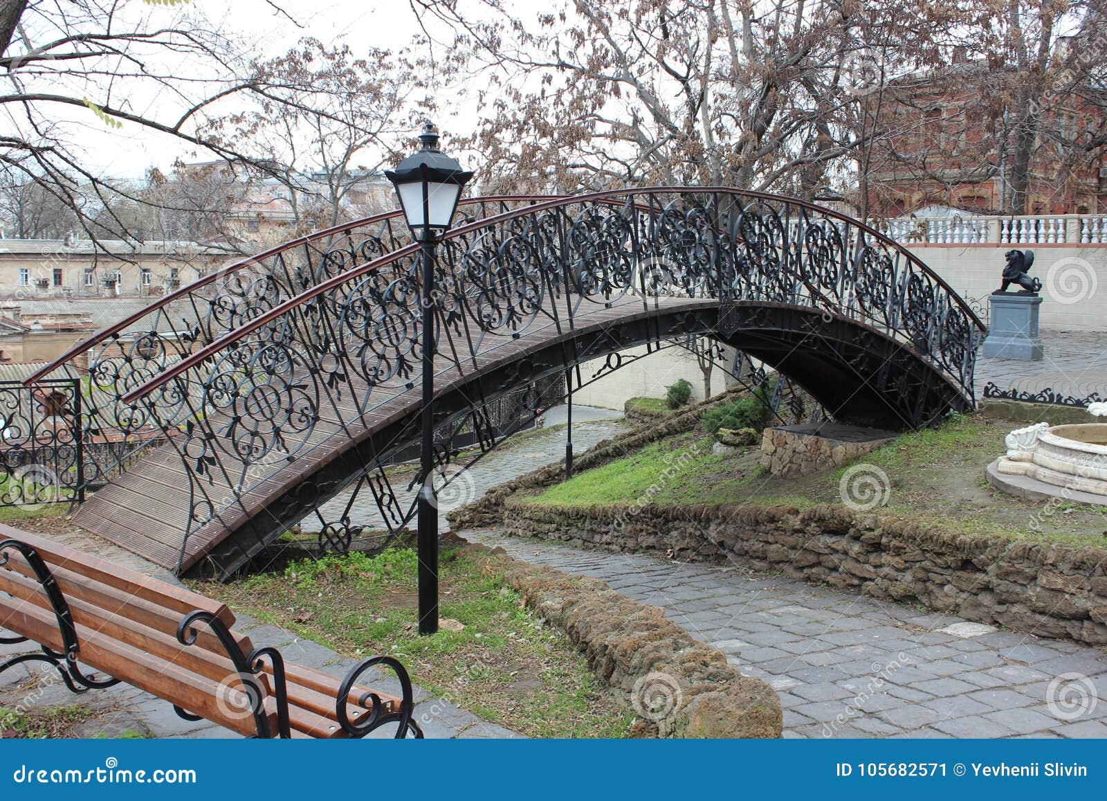 Old bridge in the park stock image. Image of landscape - 105682571