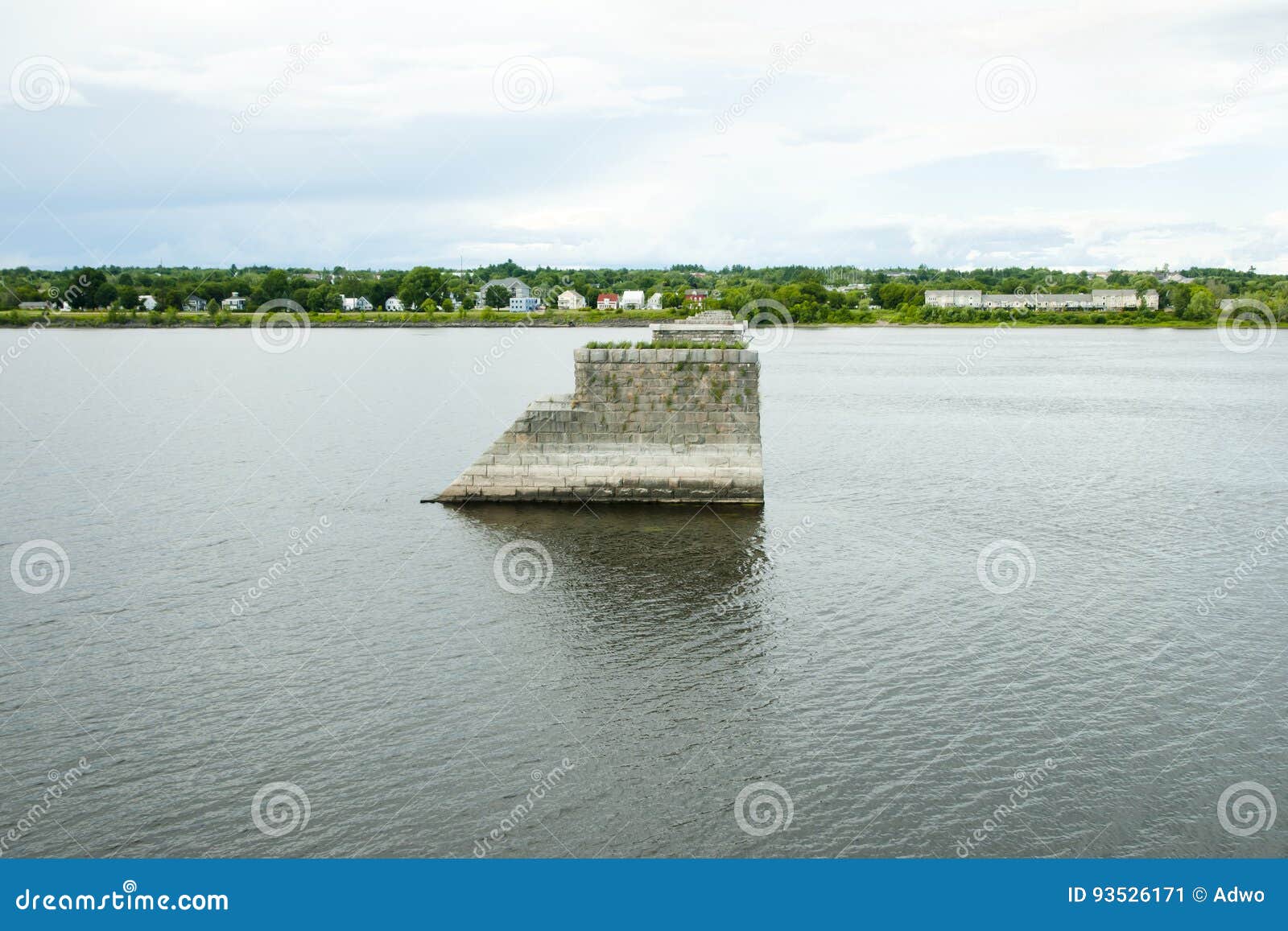 Old Bridge Pylons on St John River - Fredericton - Canada Stock Image ...