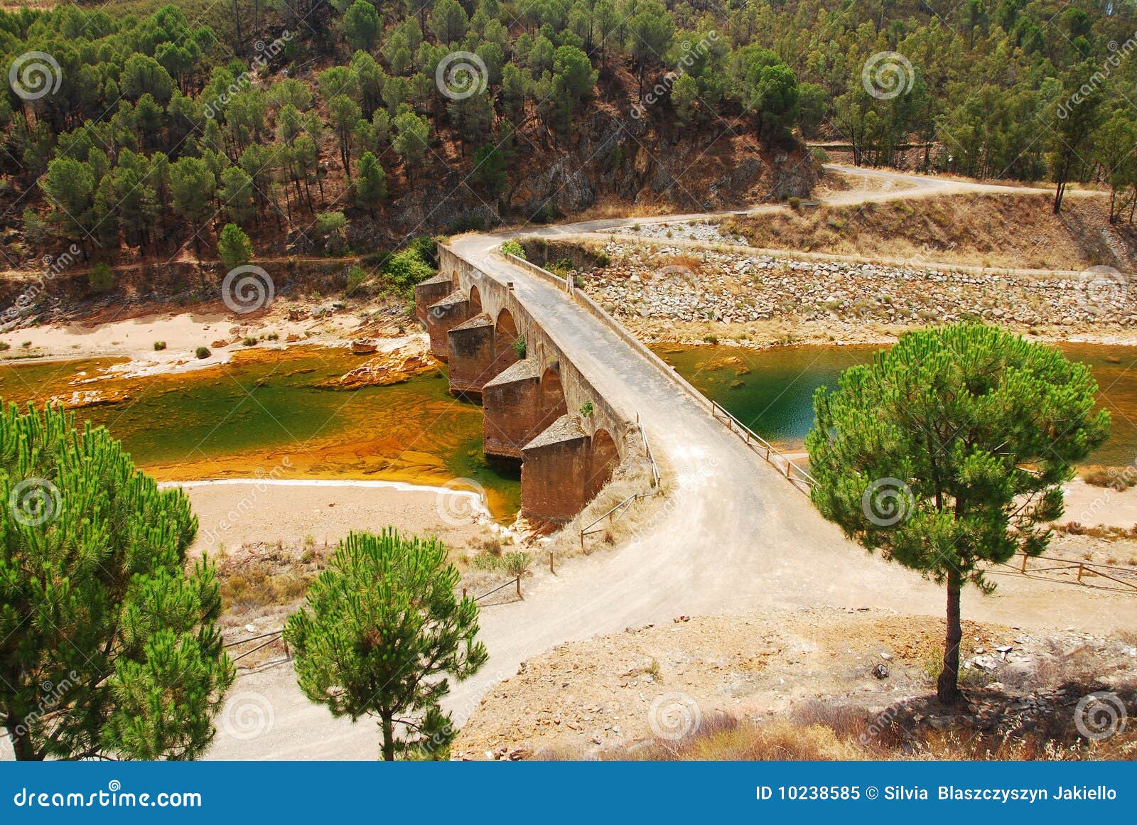 Old Bridge And Red River, Acid Mine Drainage. Royalty-Free Stock ...